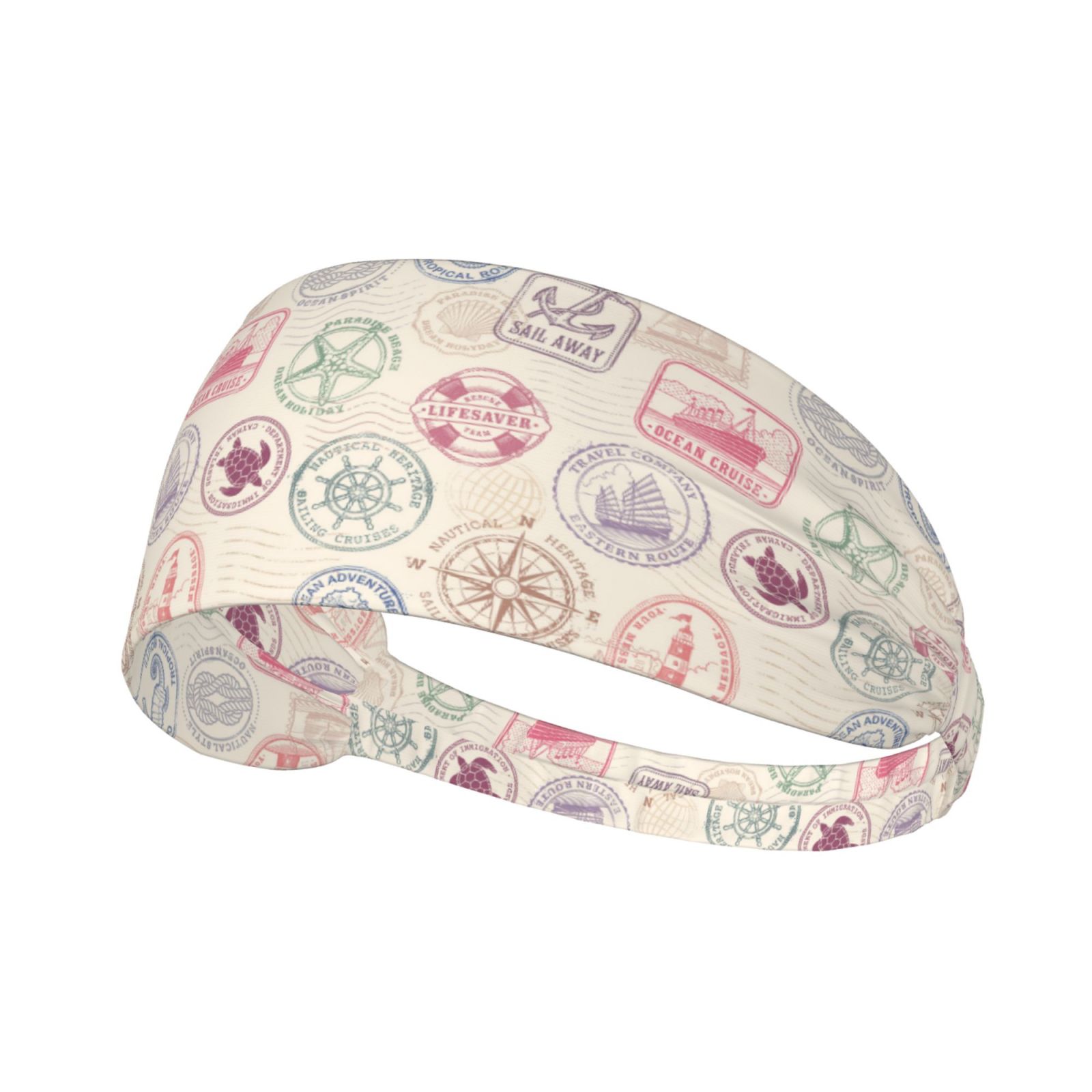 Headbands For Women/Men, Sea Postmark Pattern Elastic Soft Sweat Band ...