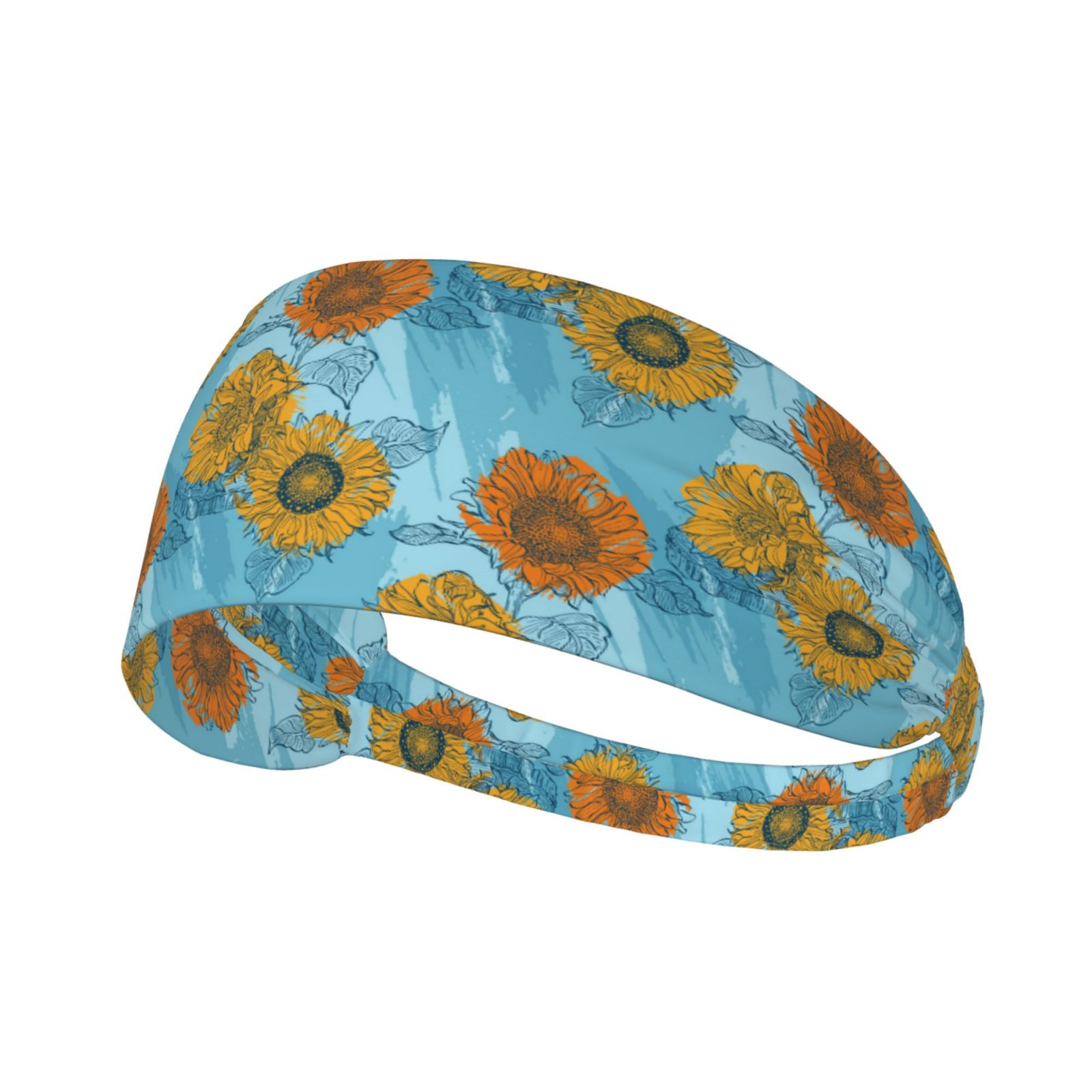 Headbands For Women/Men, Sunflowers Orange Yellow Elastic Soft Sweat ...