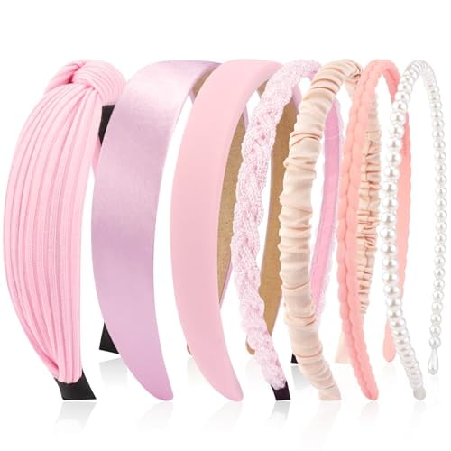 Headbands for Women 7 Pcs Different Pink Fashion Knotted Solid Head ...