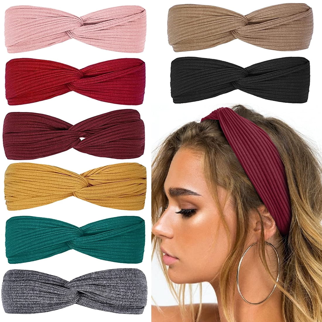 Headbands for Women Twist Knotted Boho Stretchy Hair Bands for Girls ...