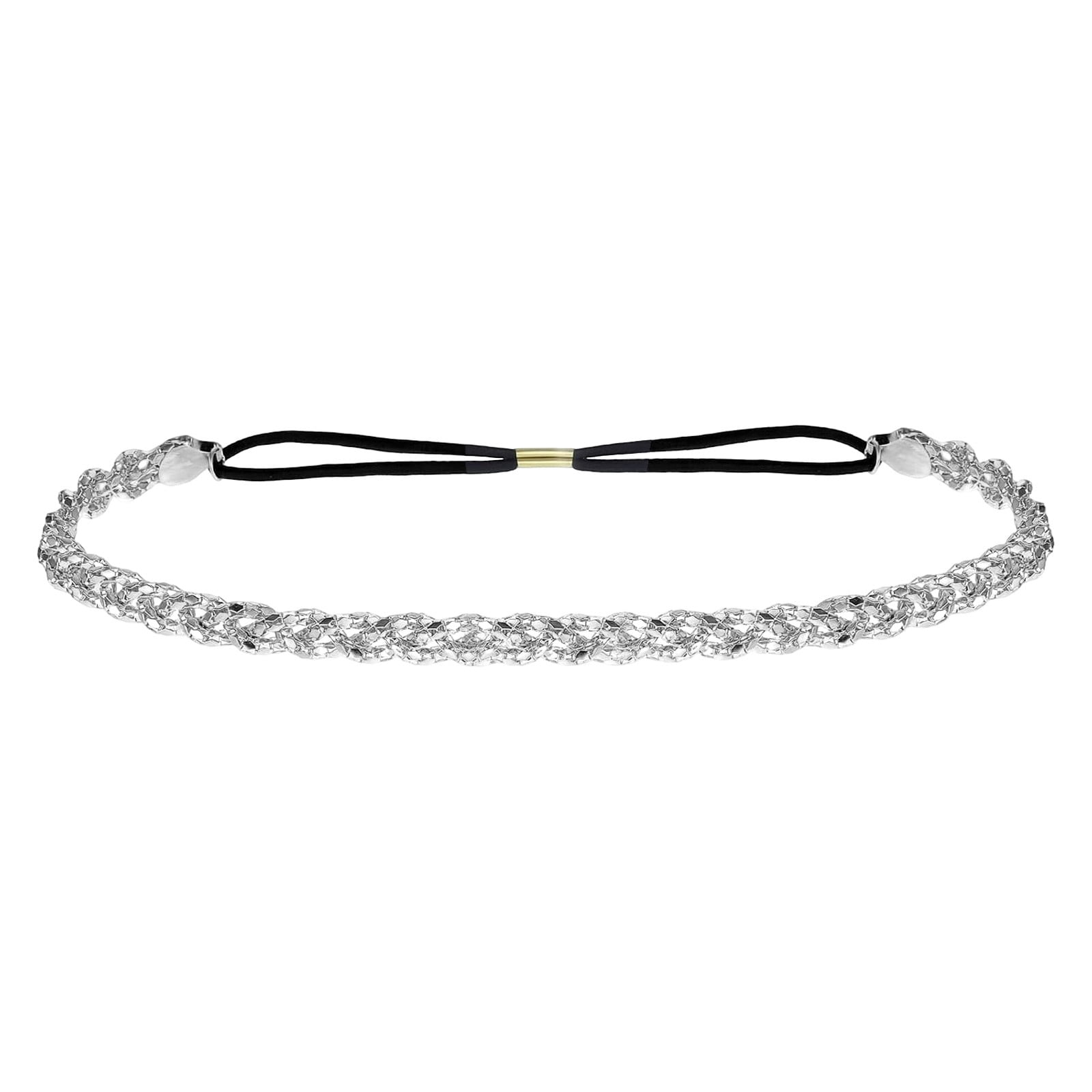 Headbands for Women，Universal Shiny Head Chain Elastic Headband ...
