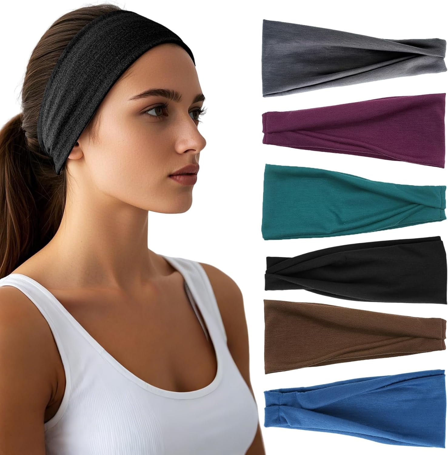 Headbands for Women - Wide Elastic Hair Bands | Stretchy Sweatbands ...