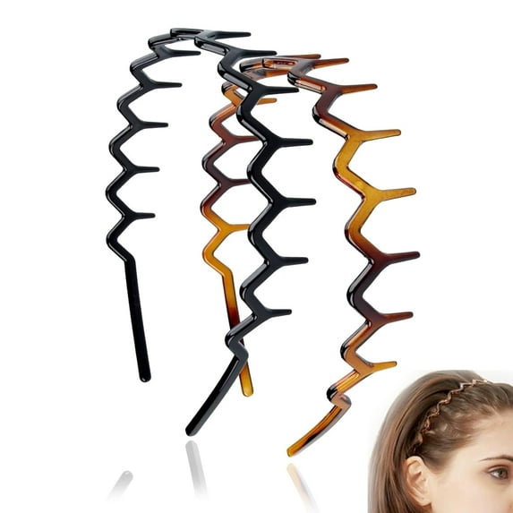 Headbands Zig Zag, Zig Zag Headbands for Women, Plastic Wavy Hair Band ...