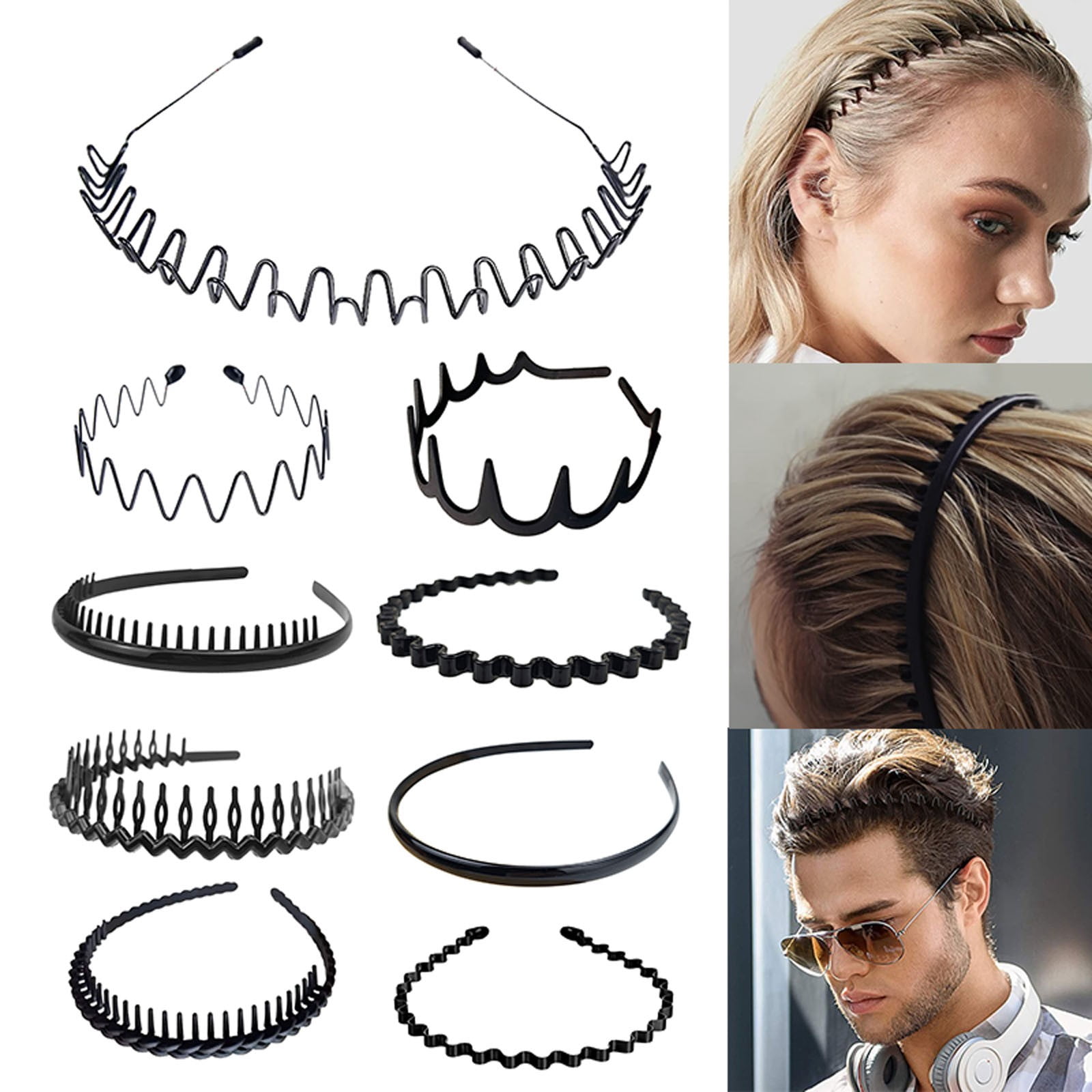 Headbands for Women Men Helii Non Slip Plastic Hair Headband with Teeth ...
