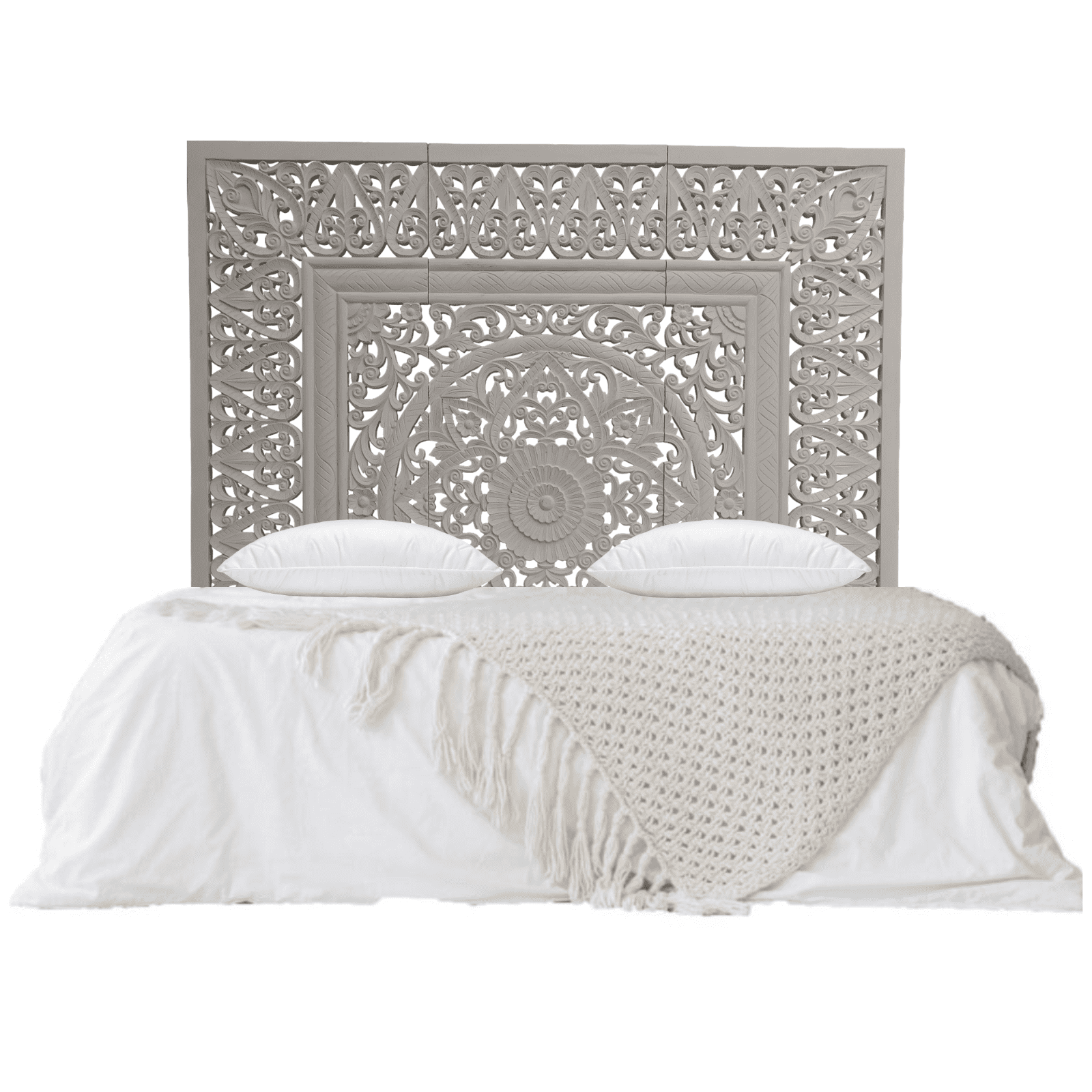 Headboard Mandala Wood Carve Wall Mount Bedroom Furniture Boho Coastal Living Home Decoration ...