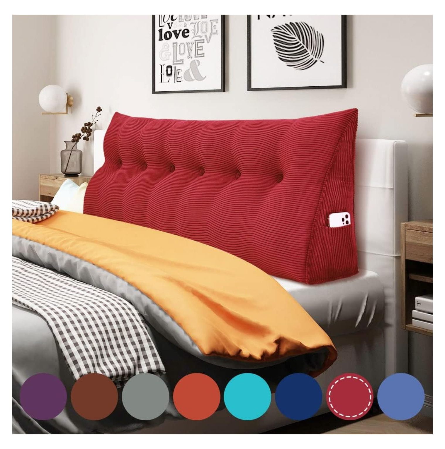 Headboard Pillow Bed Wedge Pillow for Headboard Bolster Pillow for Bed ...