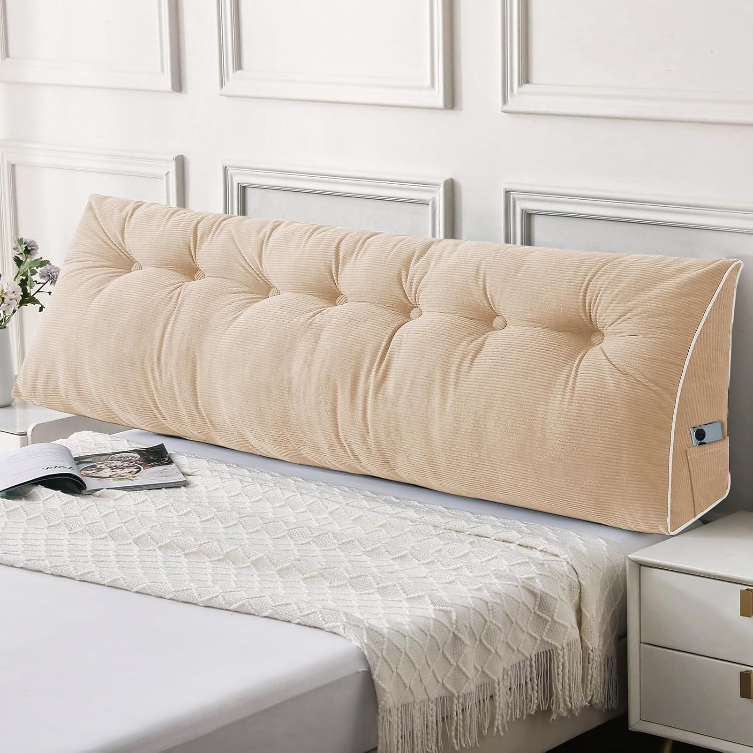 Headboard Pillow King, Wedge Pillow Headboard for Sitting Up in Bed ...