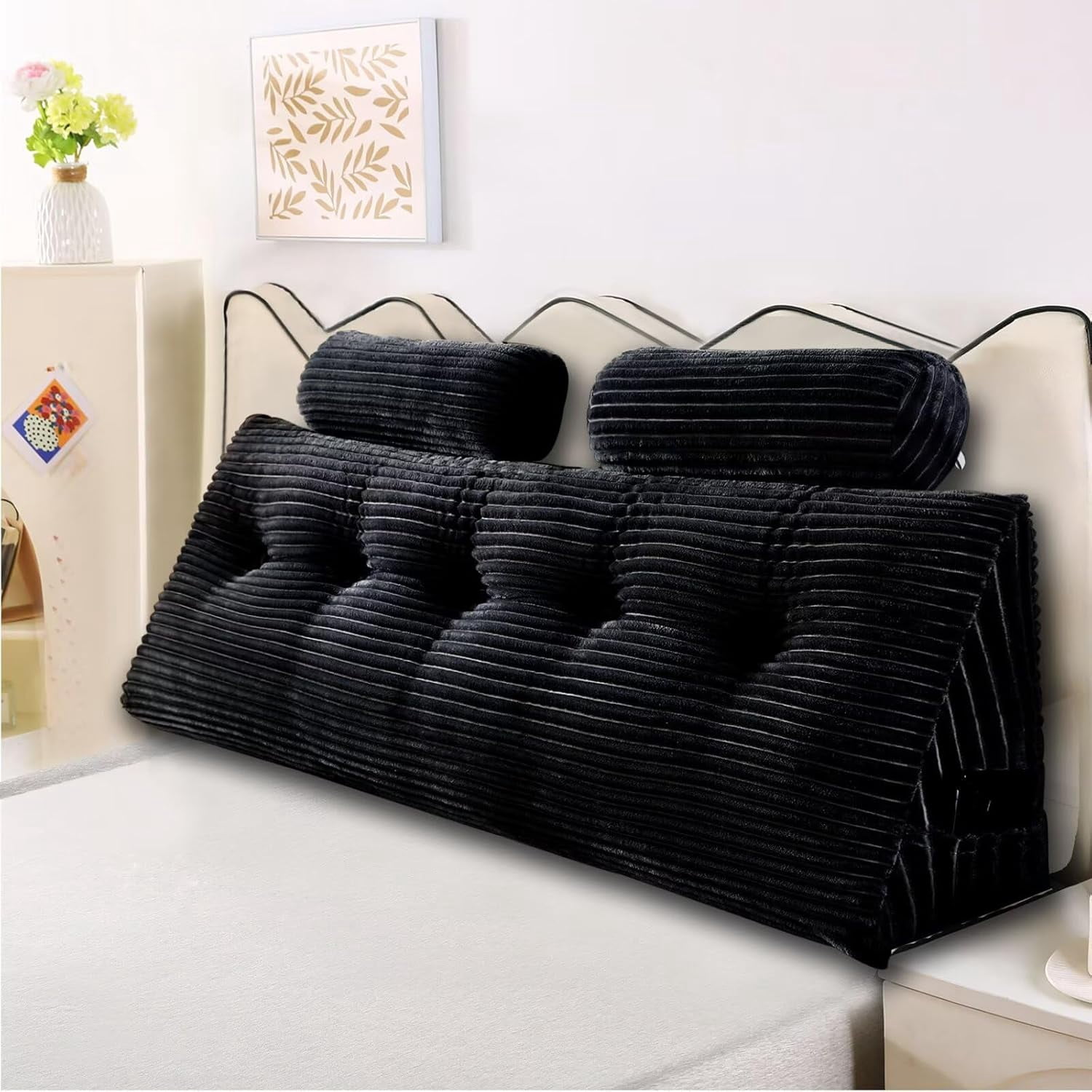 Headboard Pillow for Perfect Reading and Relaxation - Black Wedge ...