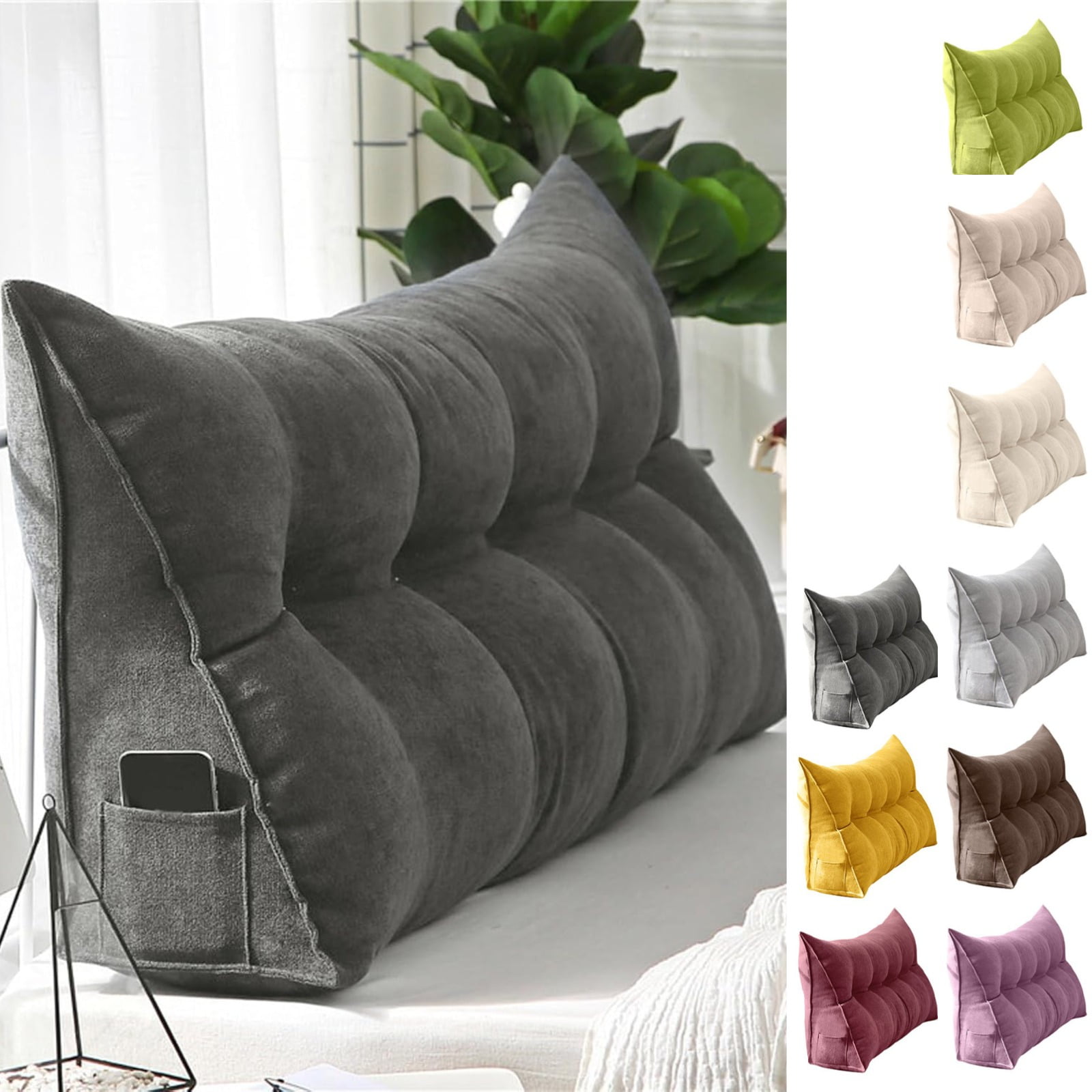 Headboard Pillow, Triangular Headboard Wedge Pillow Bed Reading ...