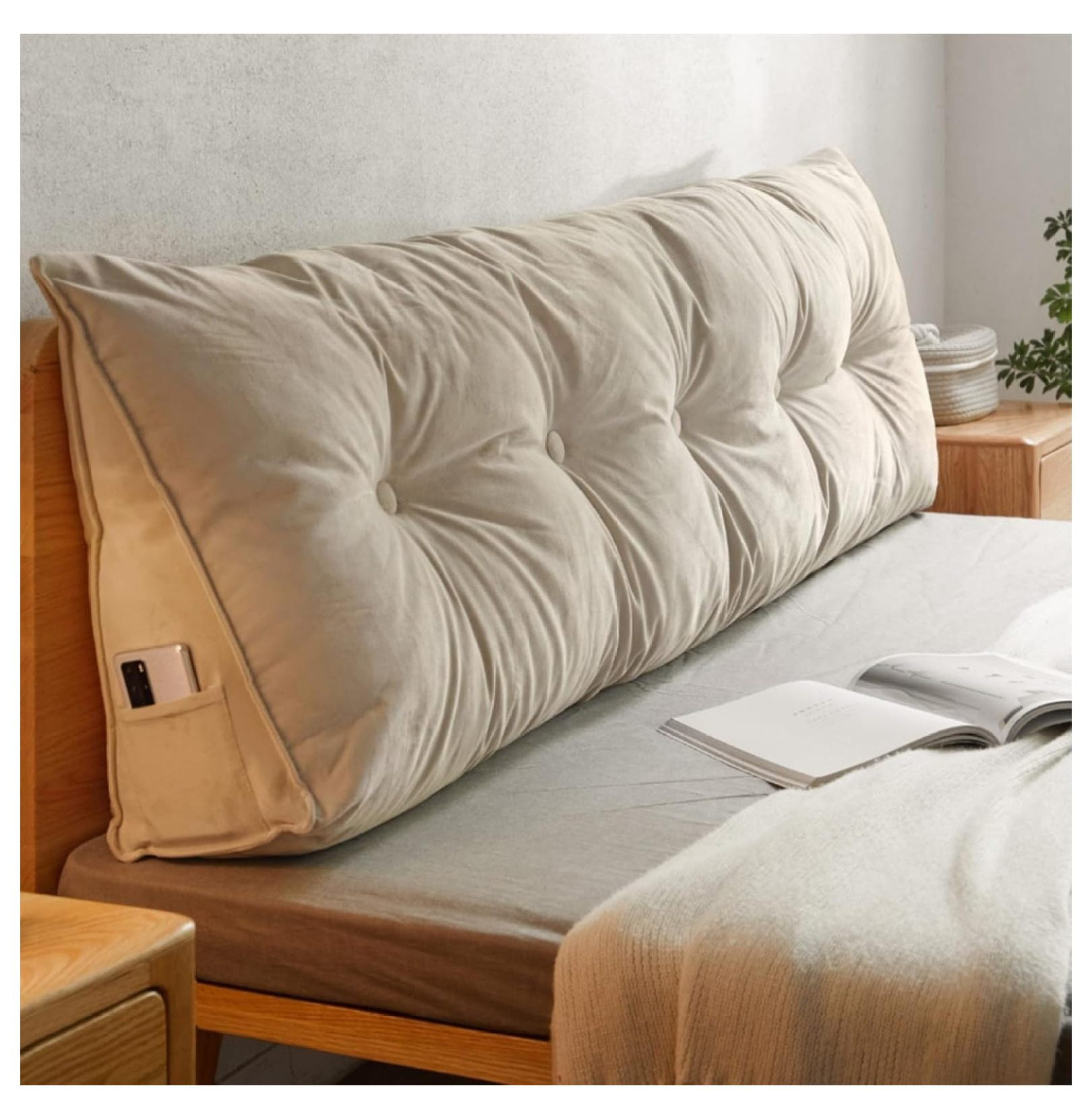 Headboard Pillow, Triangular Wedge Pillow for Bed and Sofa, Foldable ...