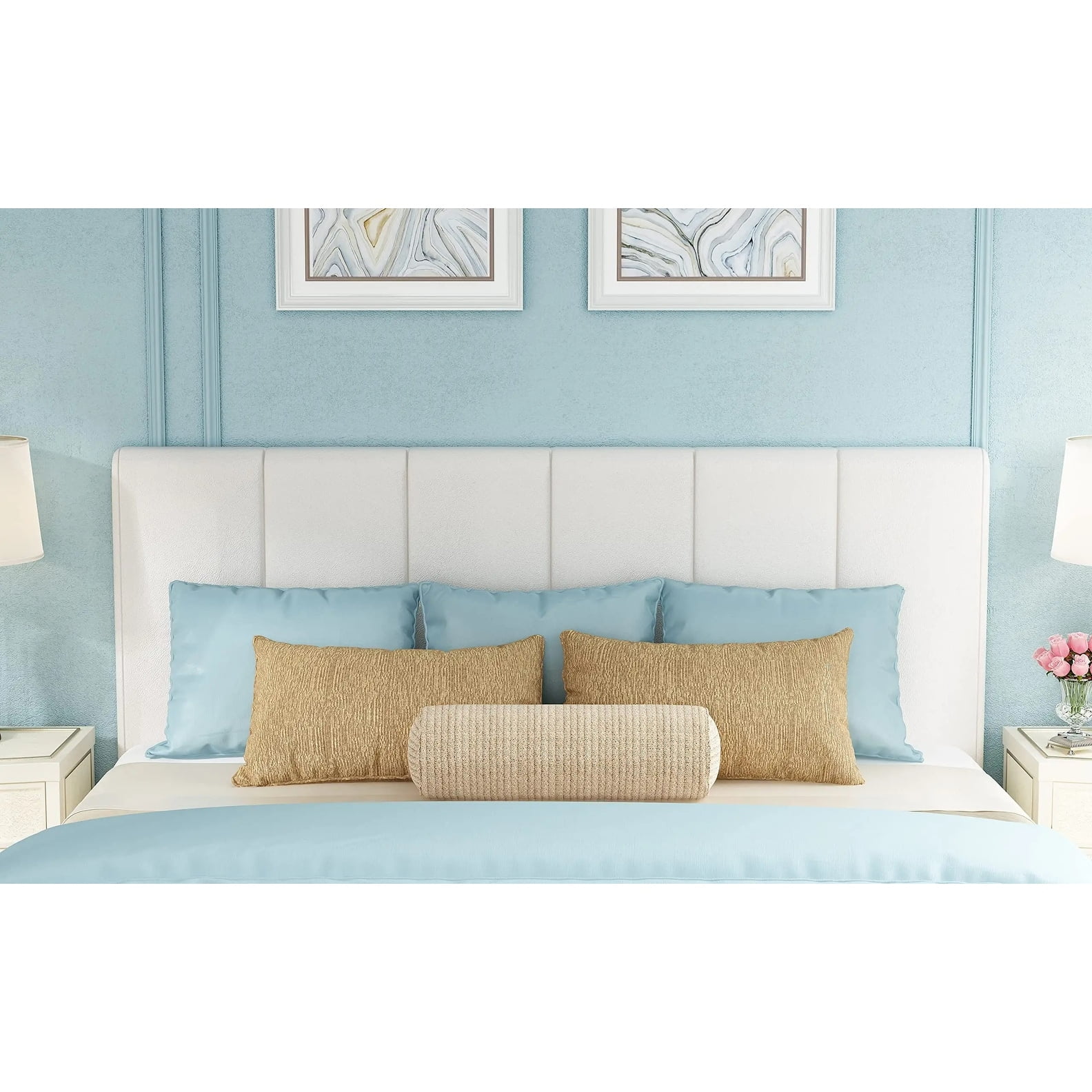 Headboard Queen Foldable Upholstered Headboard for Queen White 49 - 60 ...