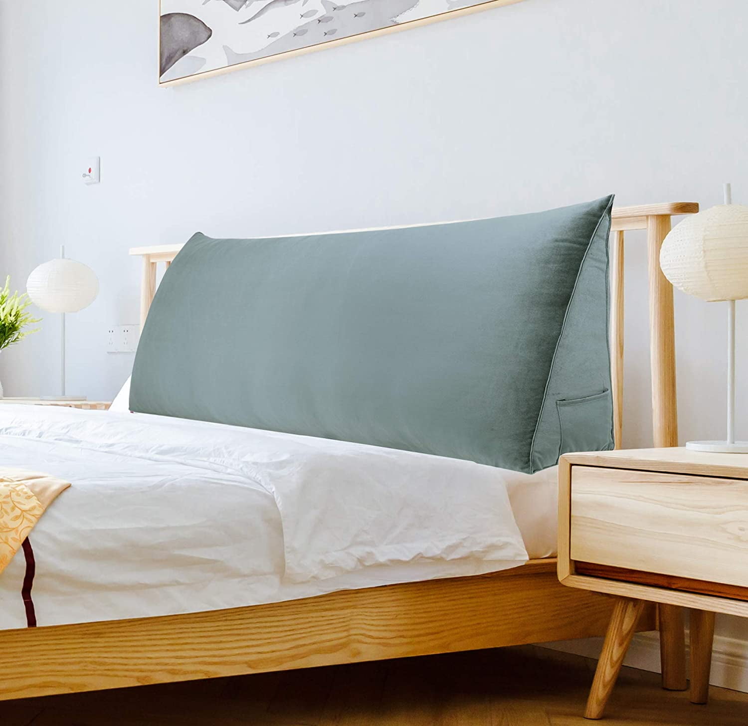 Headboard Wedge Pillow with Bolsters for Bed Back Support, Backrest ...