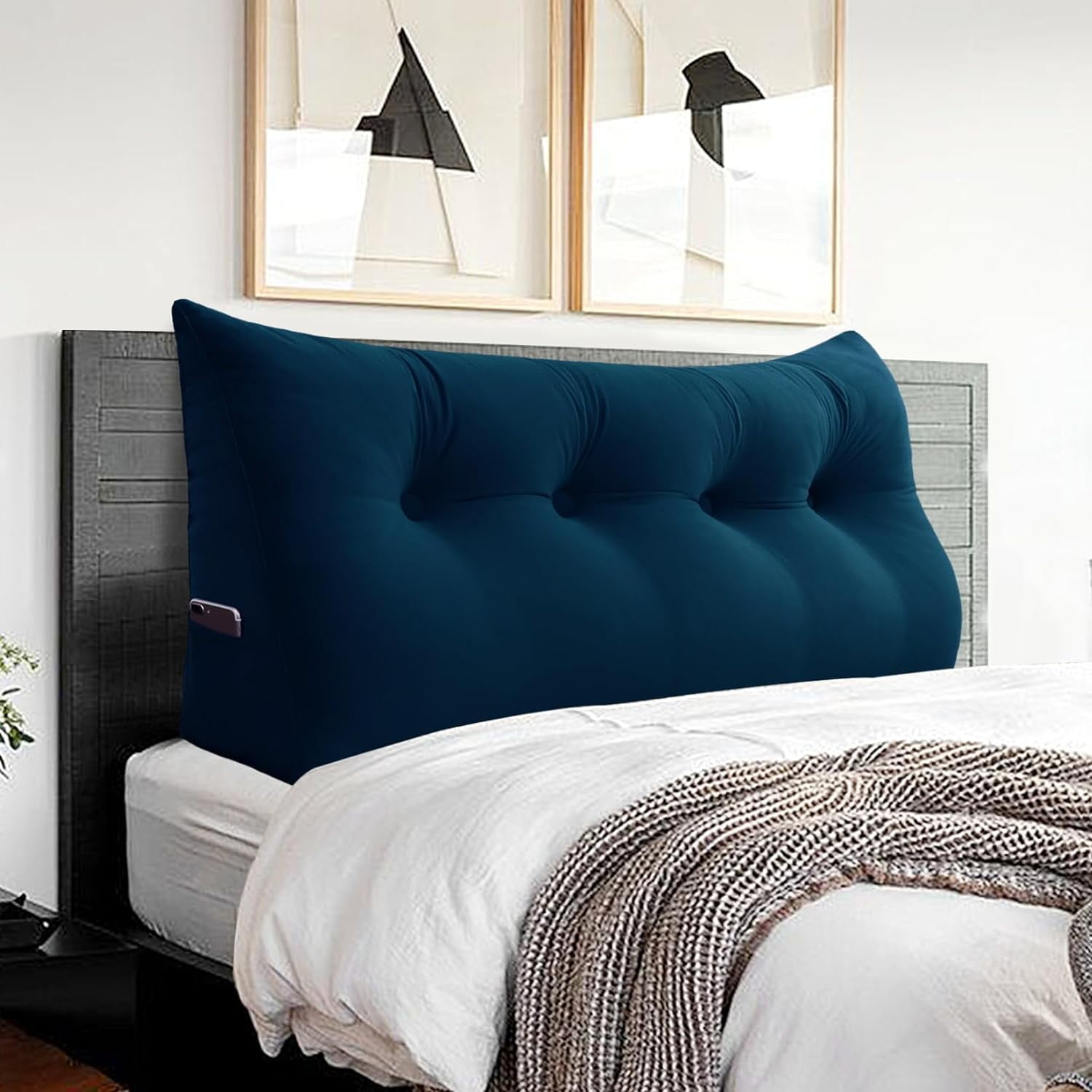 Headboard Wedge Pillow Large Bolster Triangle Reading Pillow Full Size ...