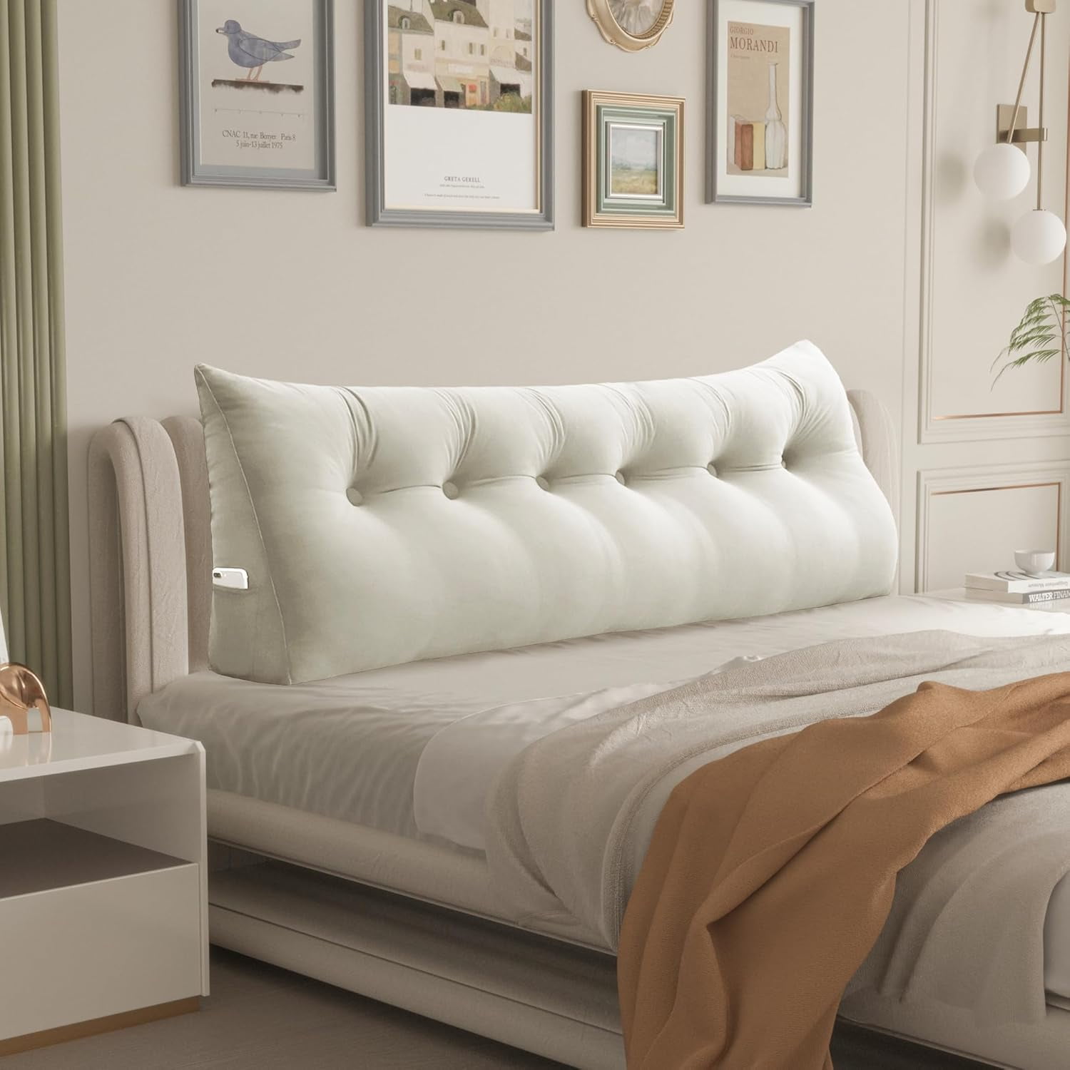 Headboard Wedge Pillow with Removable Cover, Supportive Bolster for ...