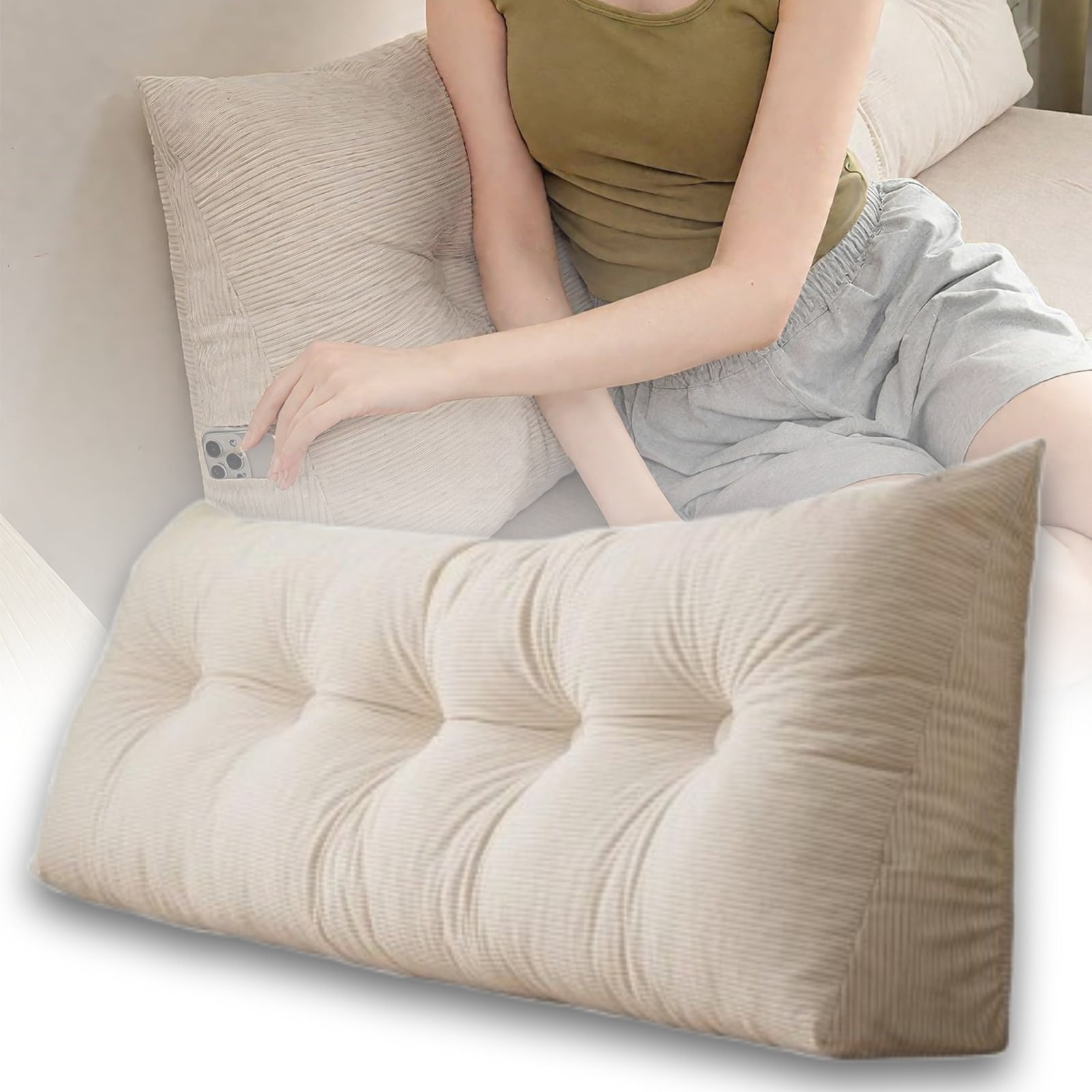 Headboard Wedge Pillows Twin XL for Dorm, 39IN Bed Triangular Headboard ...