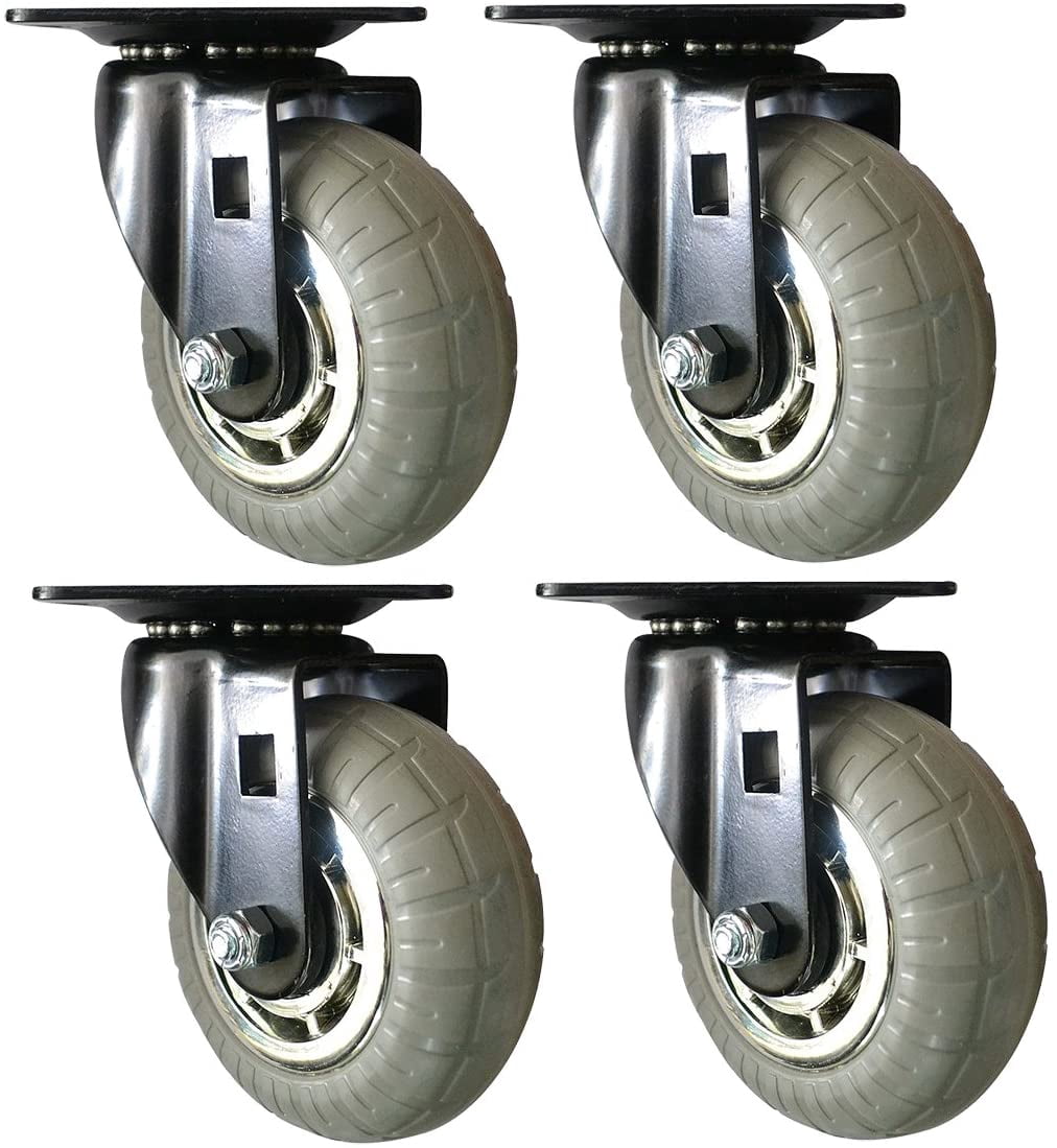 Headbourne 8269E Designer Casters 4 inch Soft Rubber Chrome & Black ...