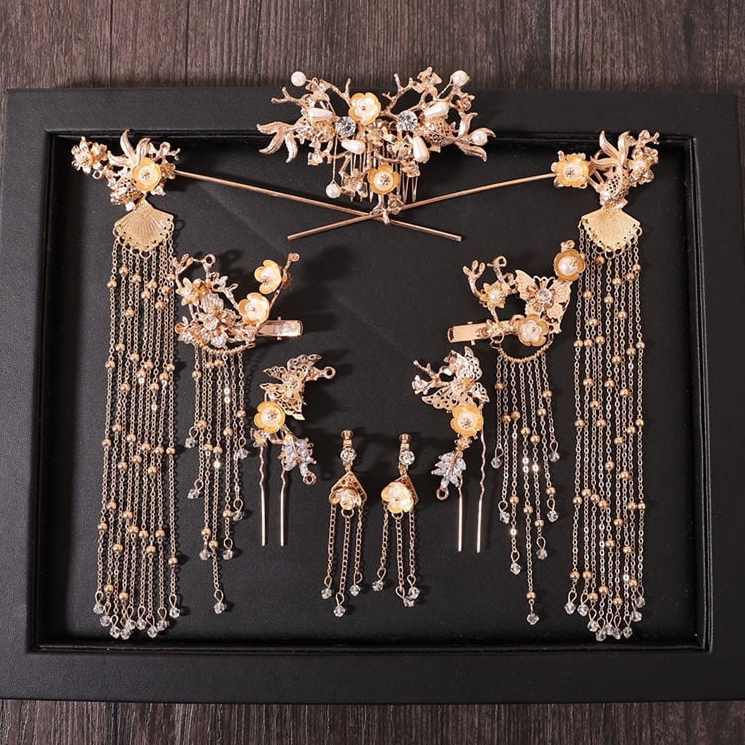 Headdress simple phoenix crown elegant Xiuhe clothing Red step shake ...