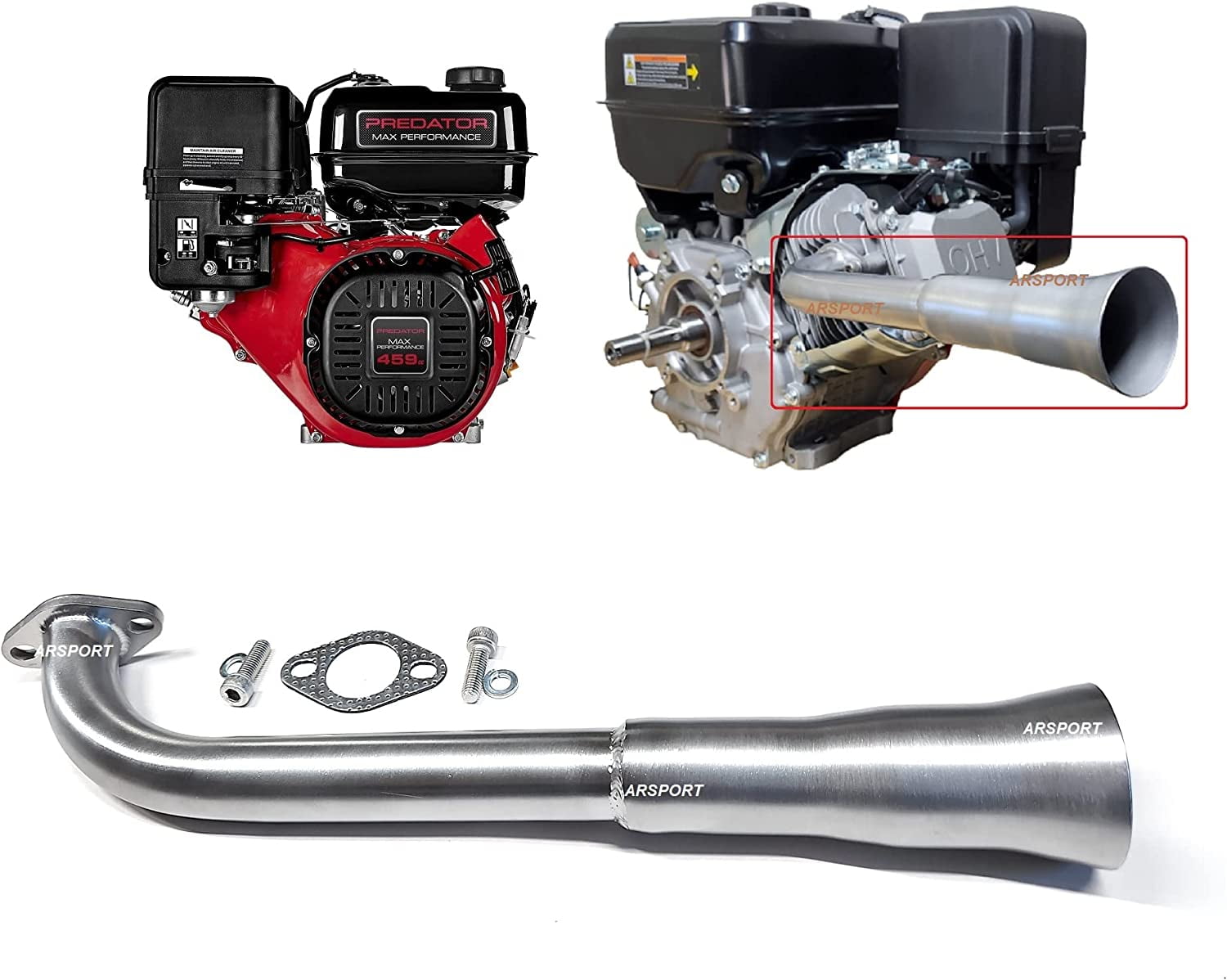 Header Exhaust Pipe compatible with Predator Max 459, Duroma 18hp, 16hp ...