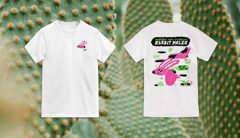 Headfirst Into 'Em Endless Rabbit Hole White Tshirt - Walmart.com