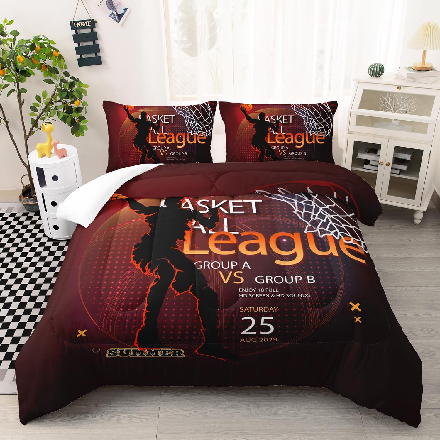 Headgear Soccer Comforter Set Full Size Fire Galaxy Soccer Ball Boys ...