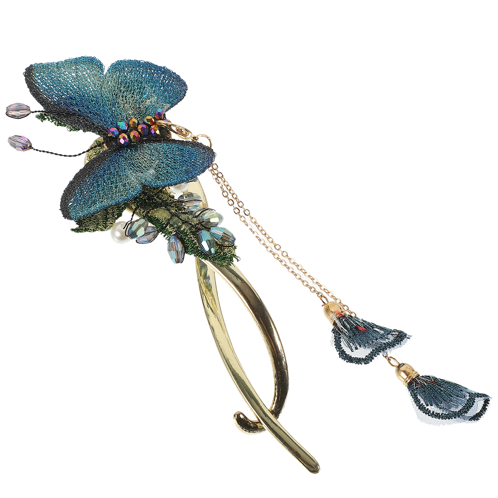 Headgear Tassel Hair Clip Butterfly Clips for Girls Metal Rhinestone ...