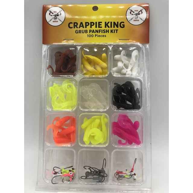 Headhunter Lures Grub Kit, 100 Assorted Grubs and Heads - Walmart.com