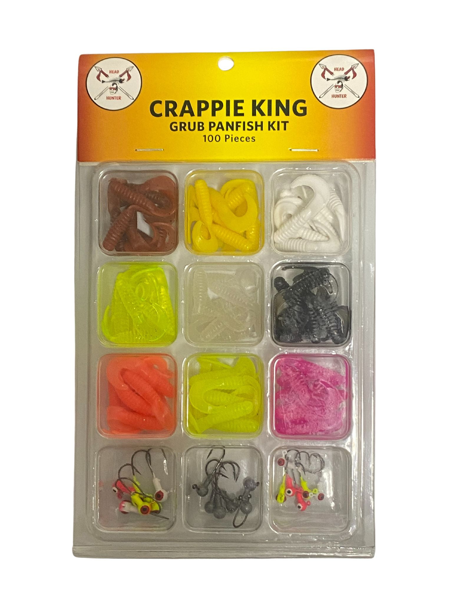 Head Hunter Lures Grub Kit 100 Assorted Grubs and Heads for Fishing ...