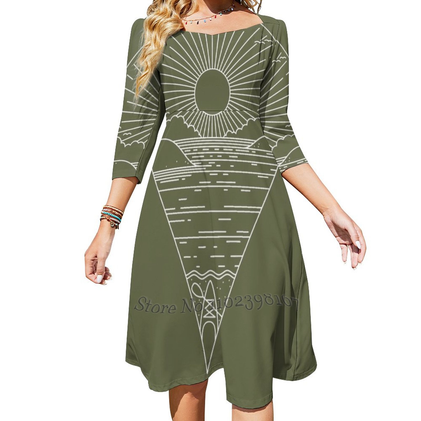 Heading Out Flare Dress Square Neck Dress Elegant Female Fashion ...