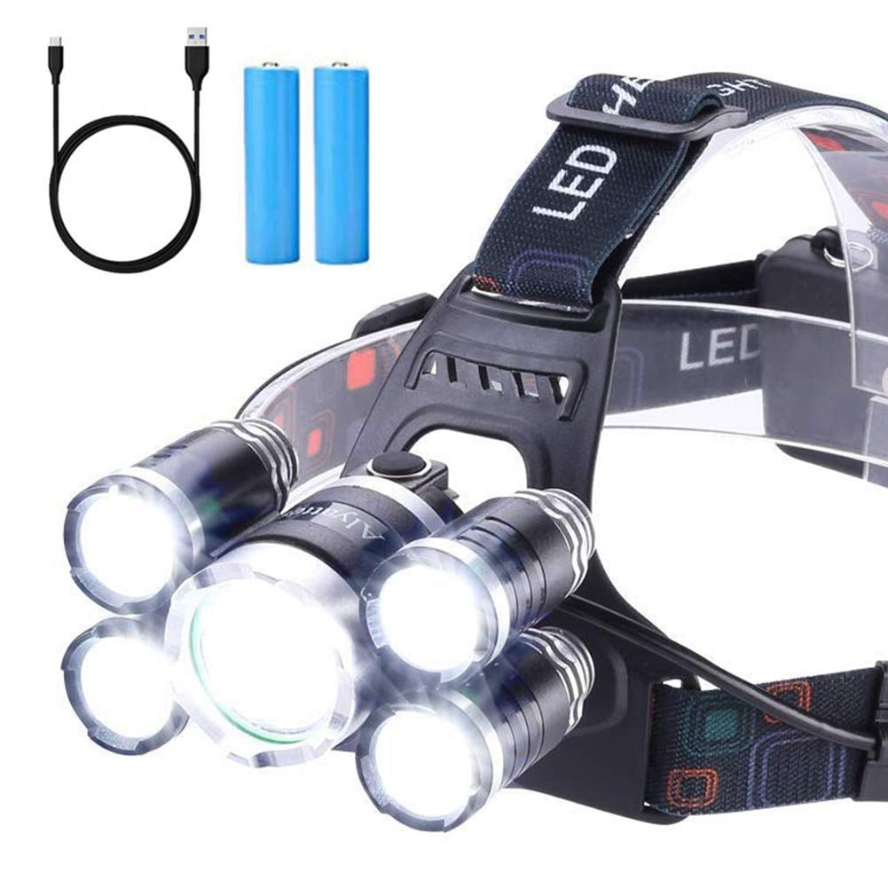 Headlamp 12000 Lumen Ultra Bright CREE LED Work Headlight Micro-USB ...