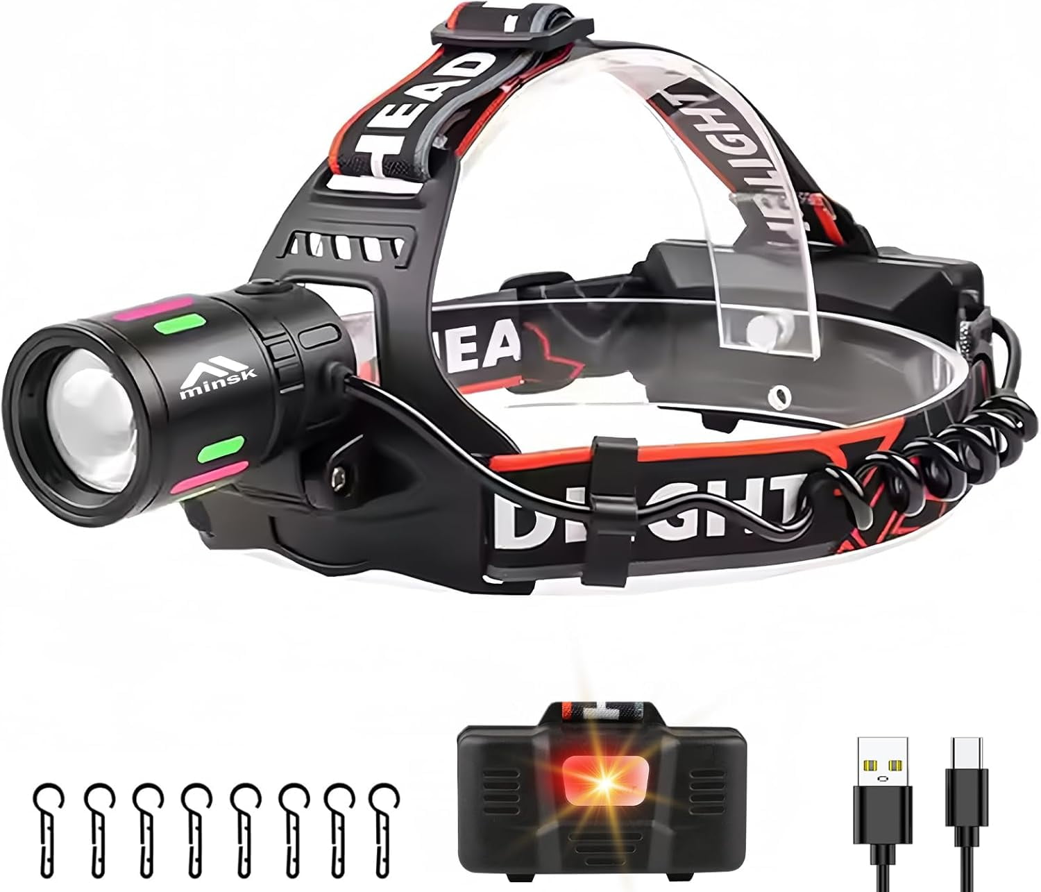 Headlamp, 2000 Lumen Led Headlamp, Headlamp Rechargeable with 4 Mode ...