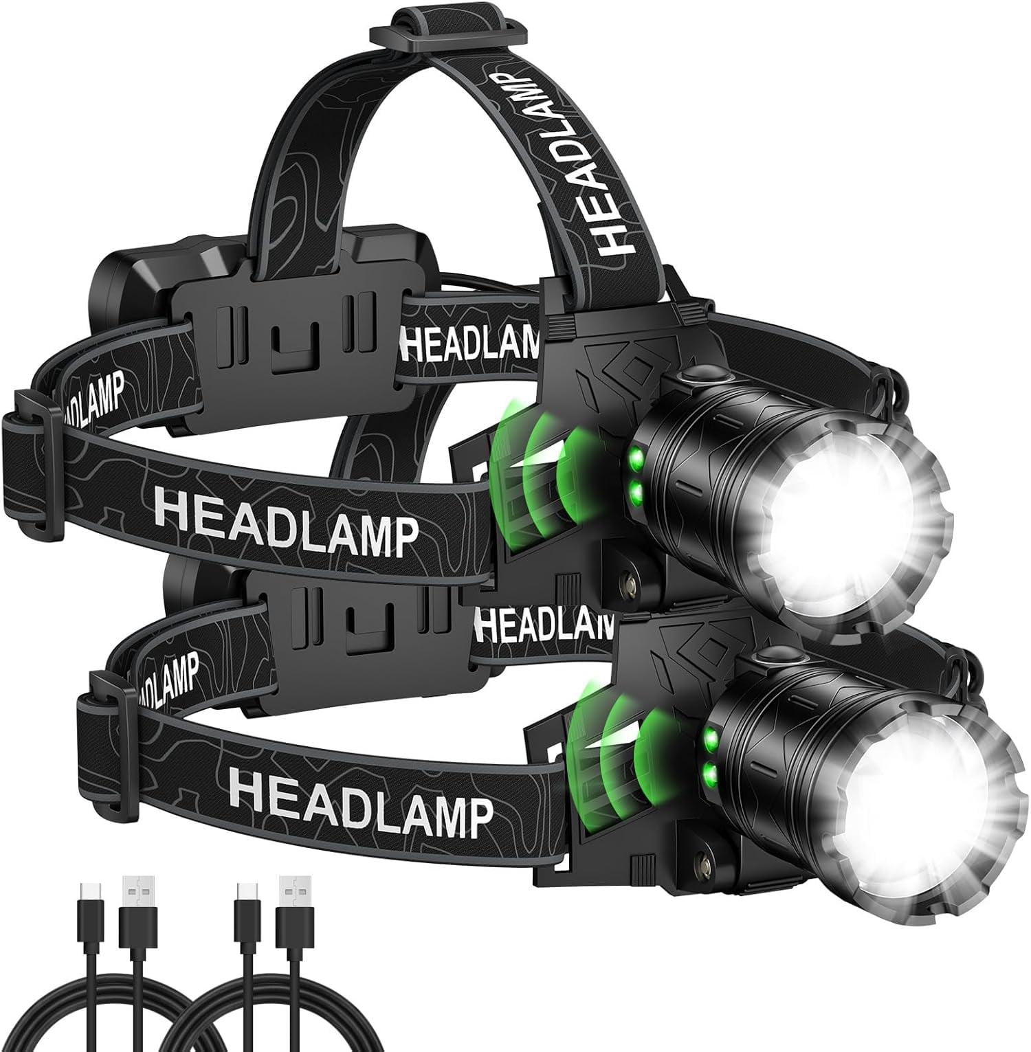 Headlamp 99,000LM Bright, 2pack Lamp with 3 Modes, 90?Adjustable Lights ...