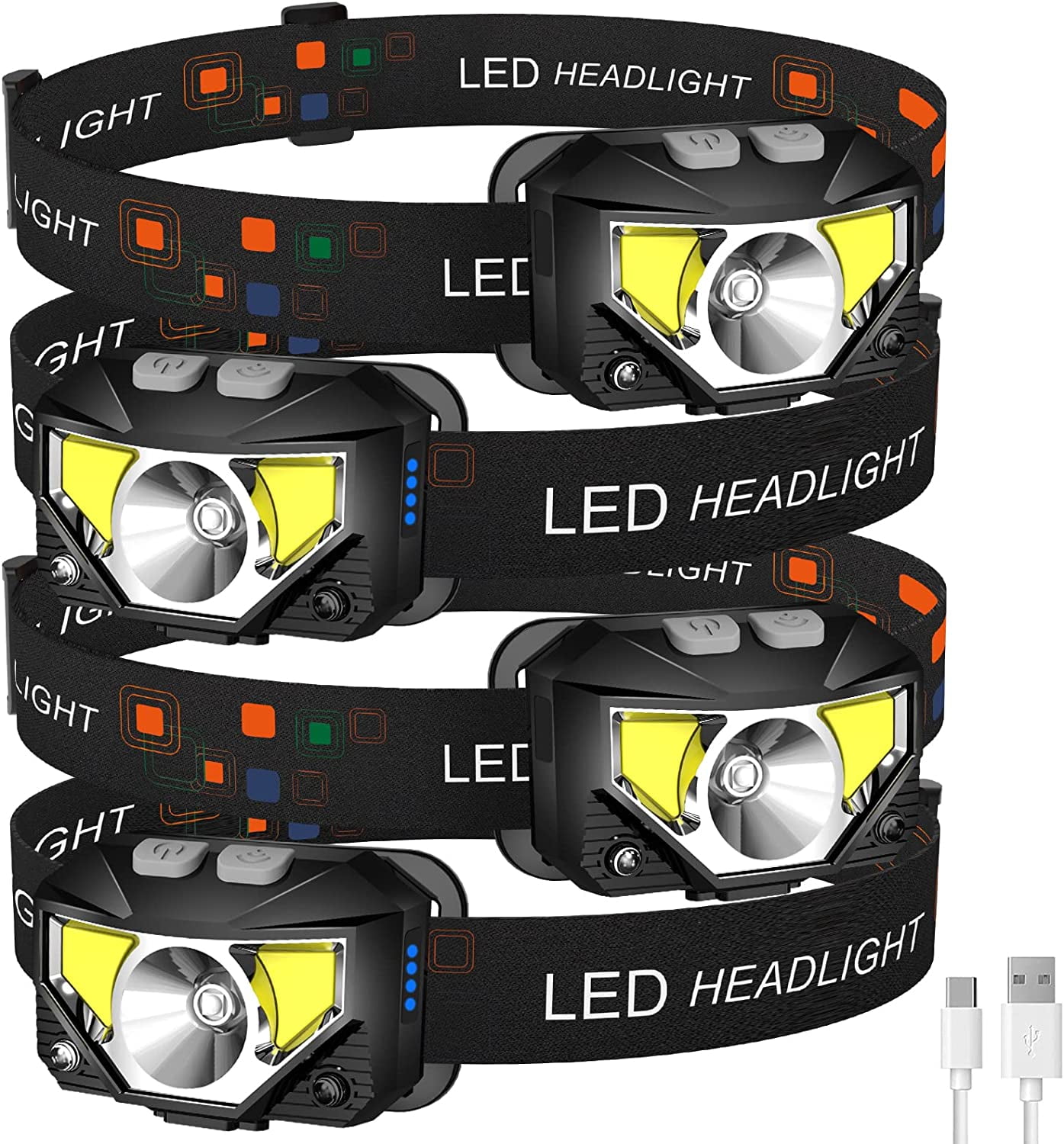 Headlamp Flashlight,4-Pack 1200 Lumen Ultra-Light Bright LED ...