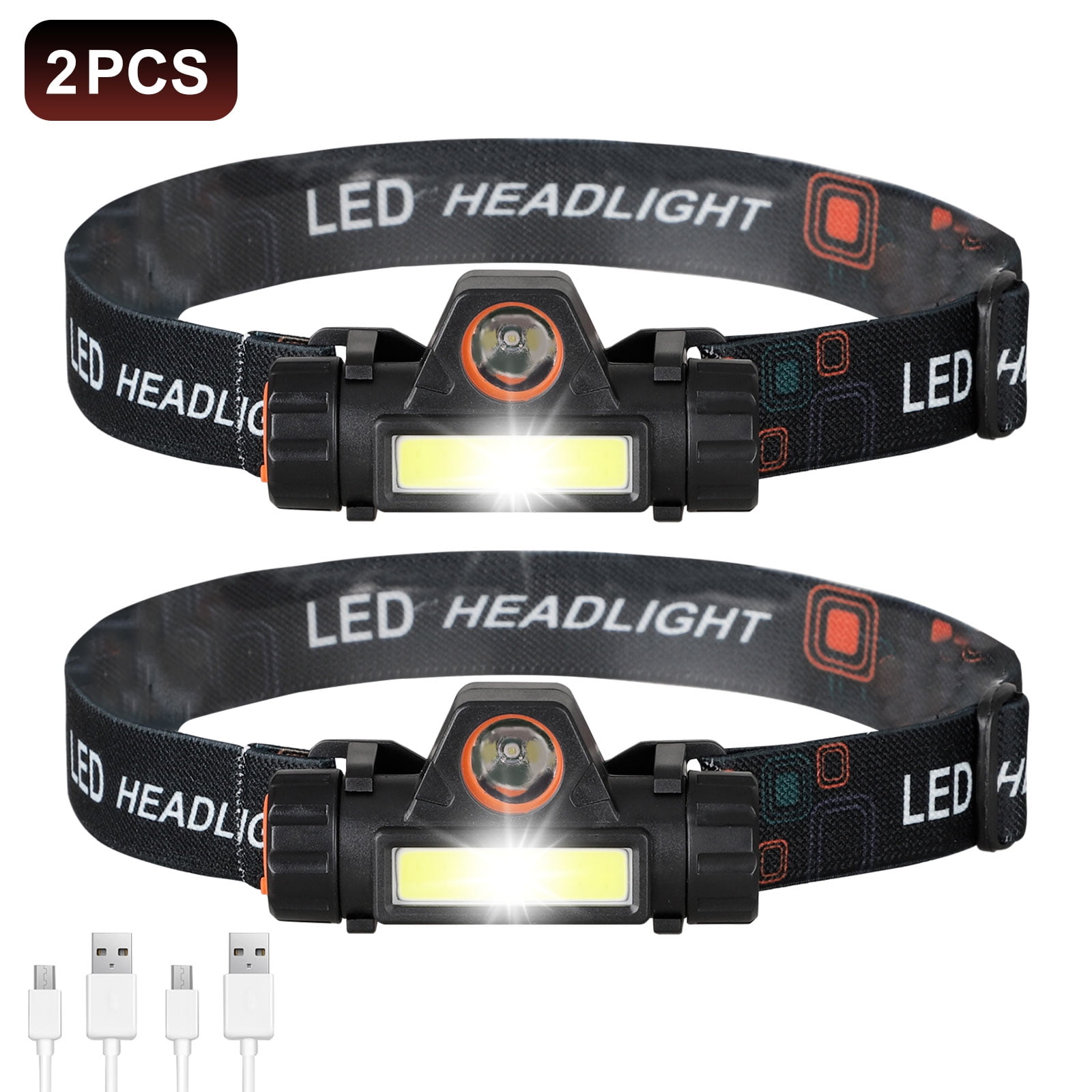 Headlamp Flashlight, Led Camping Headlight 500 Lumens USB Rechargeable ...