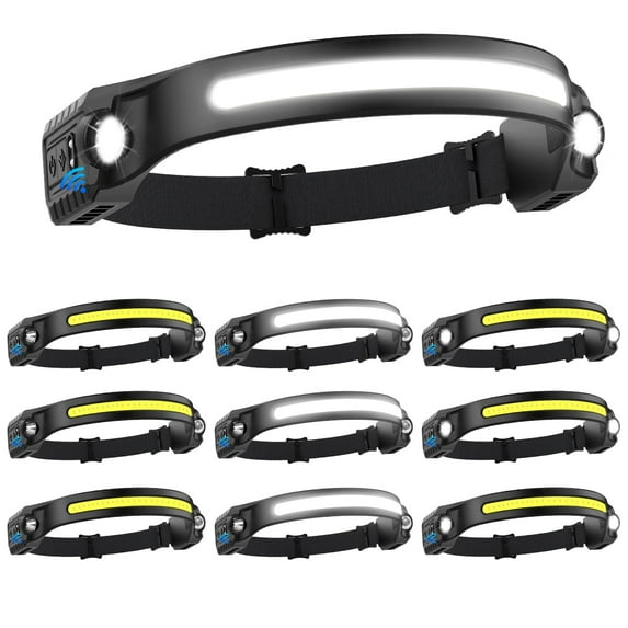 Headlamp Rechargeable 10Pack, 230° Wide Beam Head Lamp with 2 ...