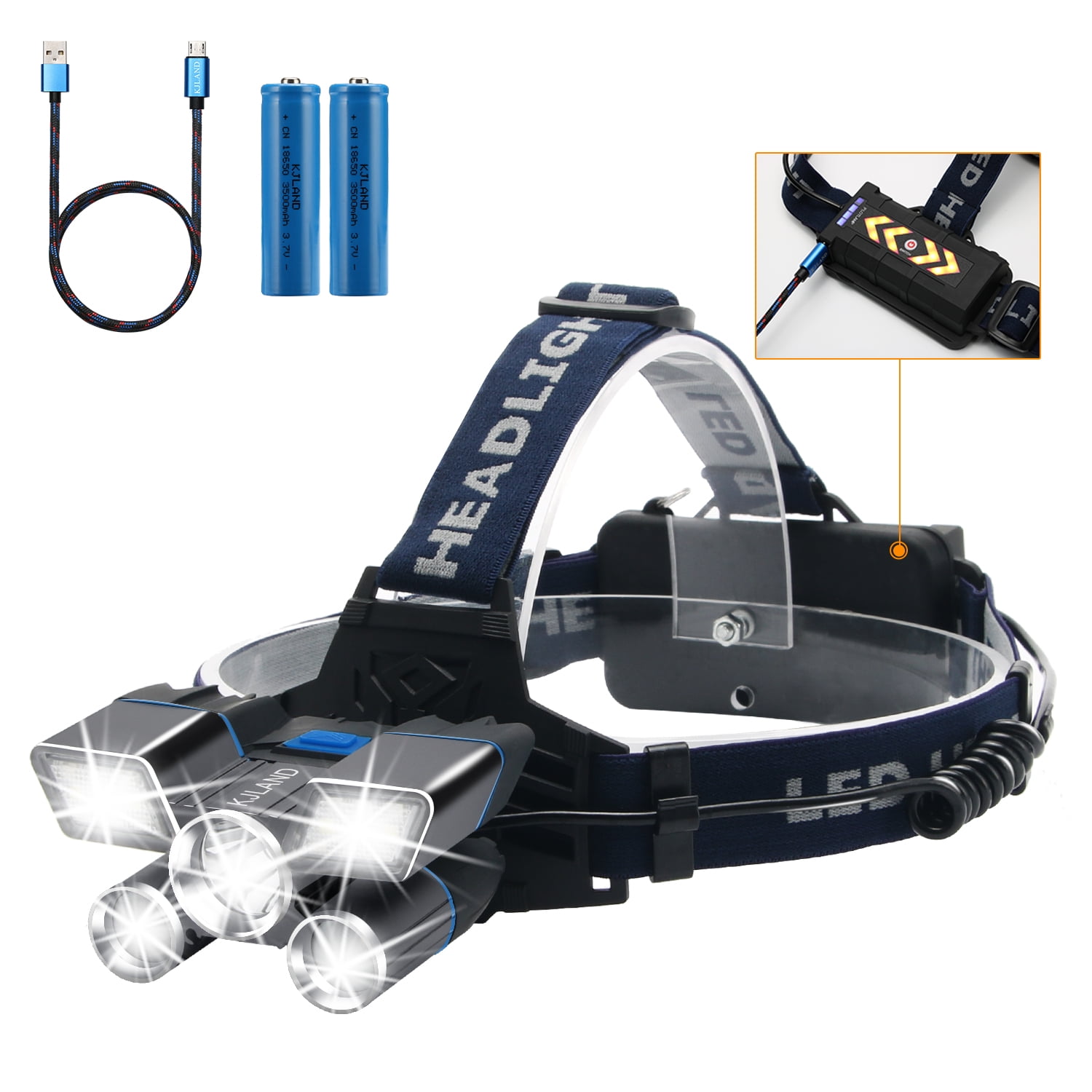 Headlamp Rechargeable, High Lumen 21 Led Brightest Hard Hat Headlight ...