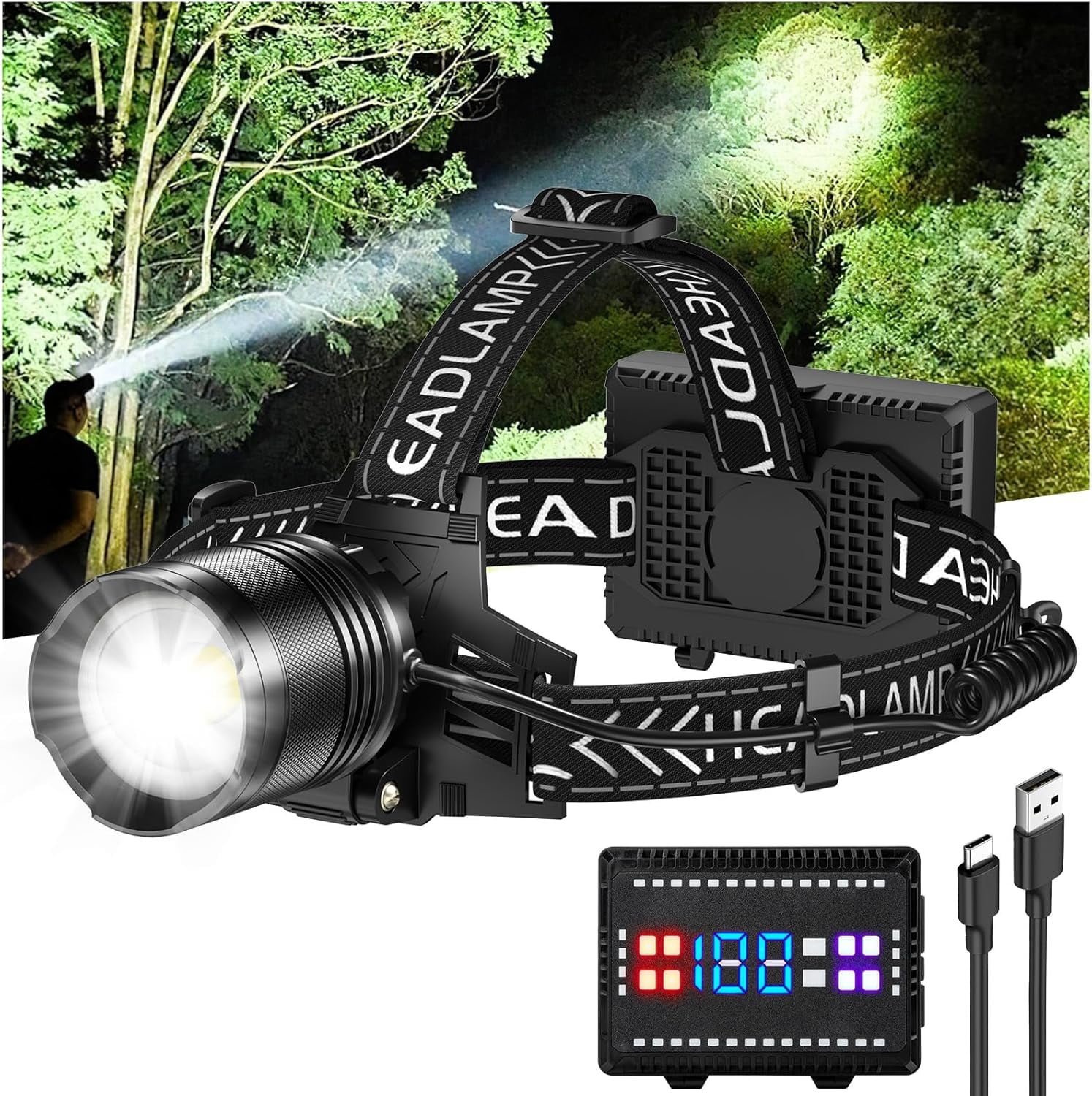 Headlamp Rechargeable, Lumens Super Bright LED Head Lamp withModes ...
