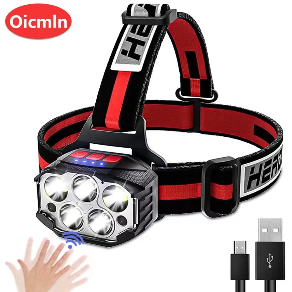 Headlamp Rechargeable With 12 Modes, 5 LED 1100 Lumens Bright Head lamp ...