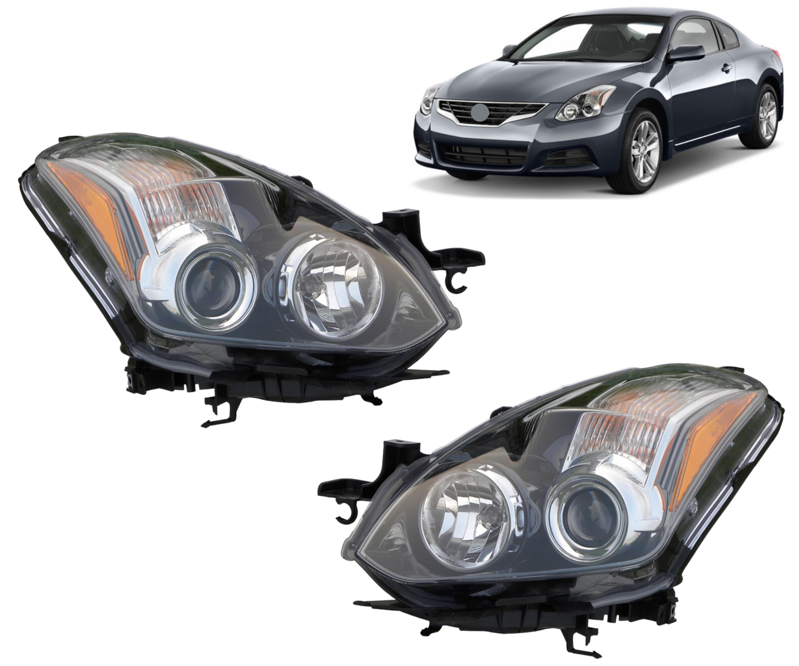 Headlamps Compatible with Nissan Altima Coupe 2010-2013 Halogen Headlight Assembly Left & Right ...