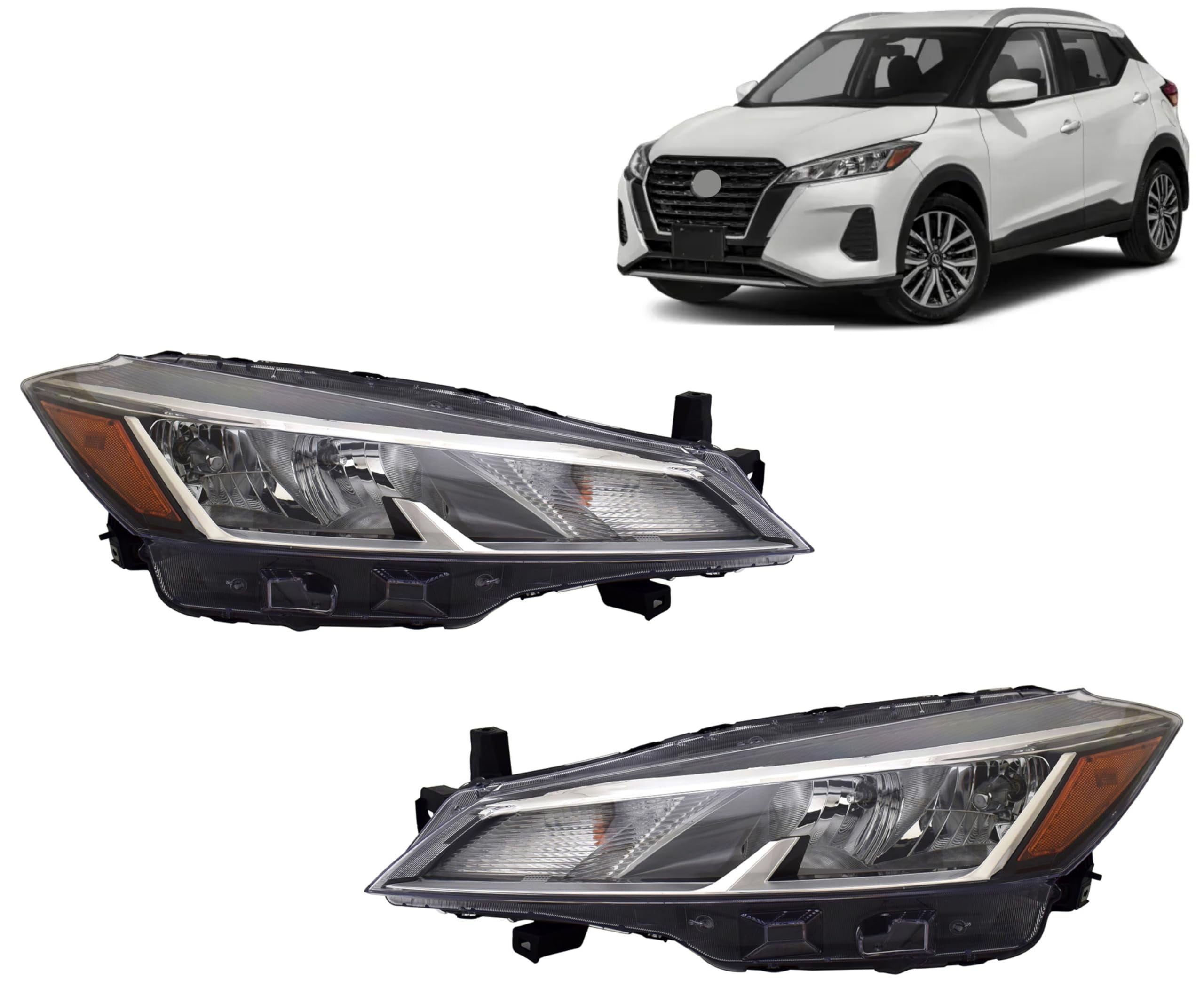 Headlamps Compatible with Nissan Kicks 2021-2023 Halogen Headlight ...