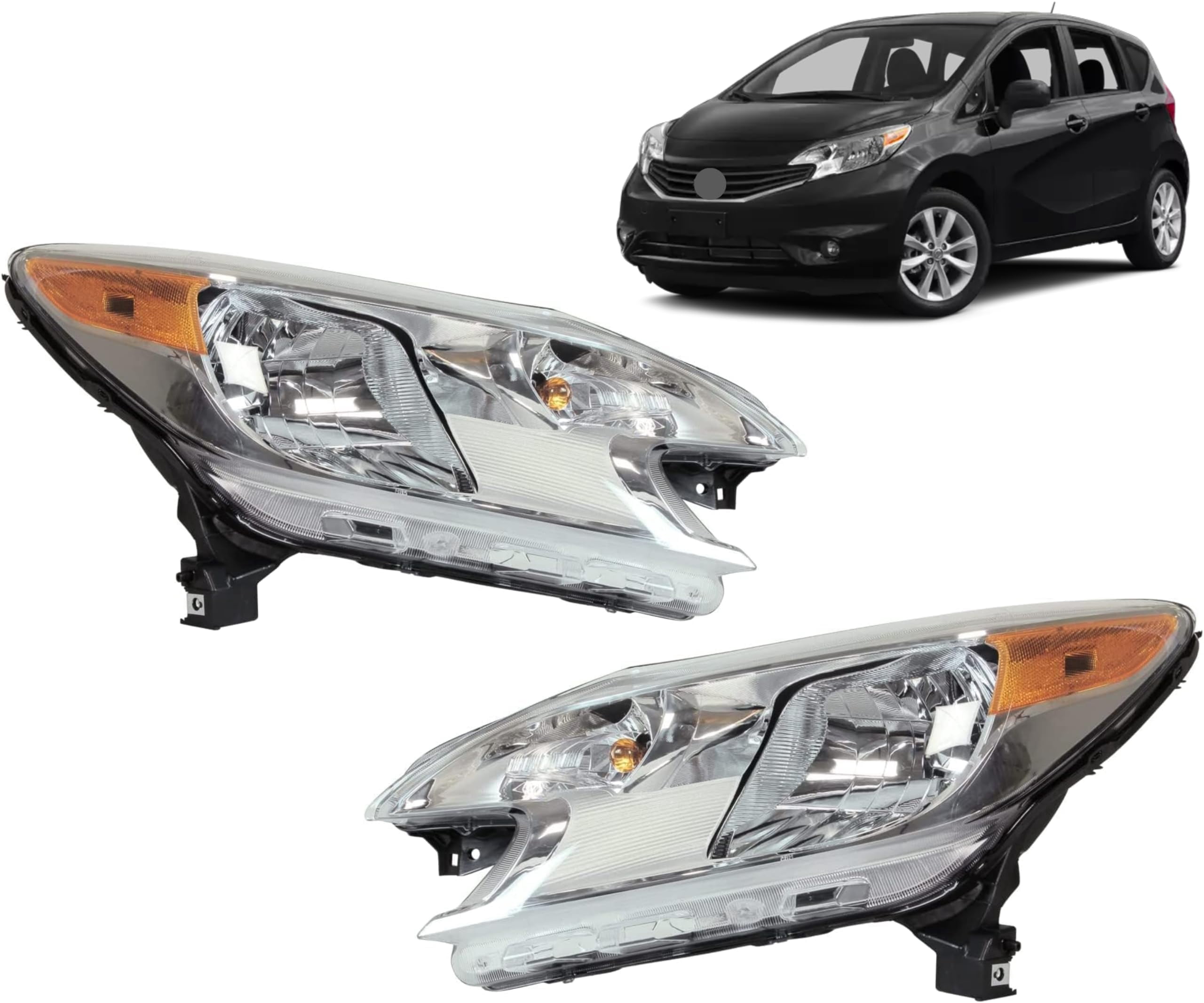 Headlamps Compatible with Nissan Versa Note 2014 2015 2016 Halogen ...