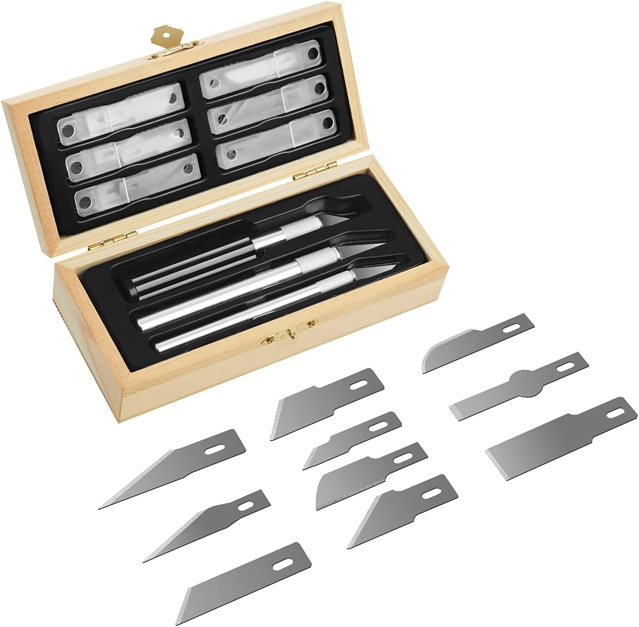 Headley Tools Precision Craft Hobby Knife Set (38pcs) with Wooden Chest ...