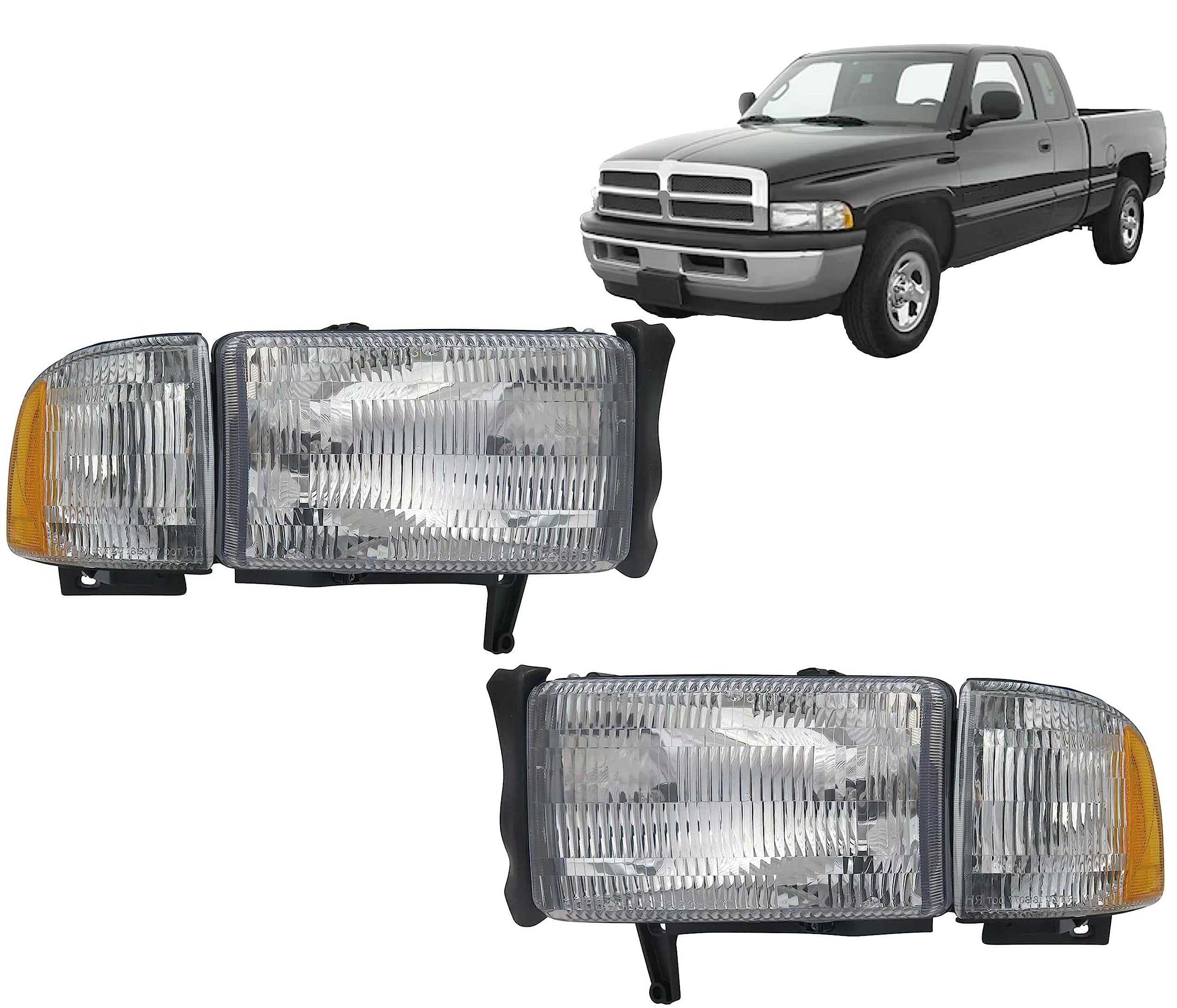 Headlight Assembly Compatible With Dodge Ram 1500, Ram 2500, Ram 3500, (1994,1995,1996,1997,1998 ...