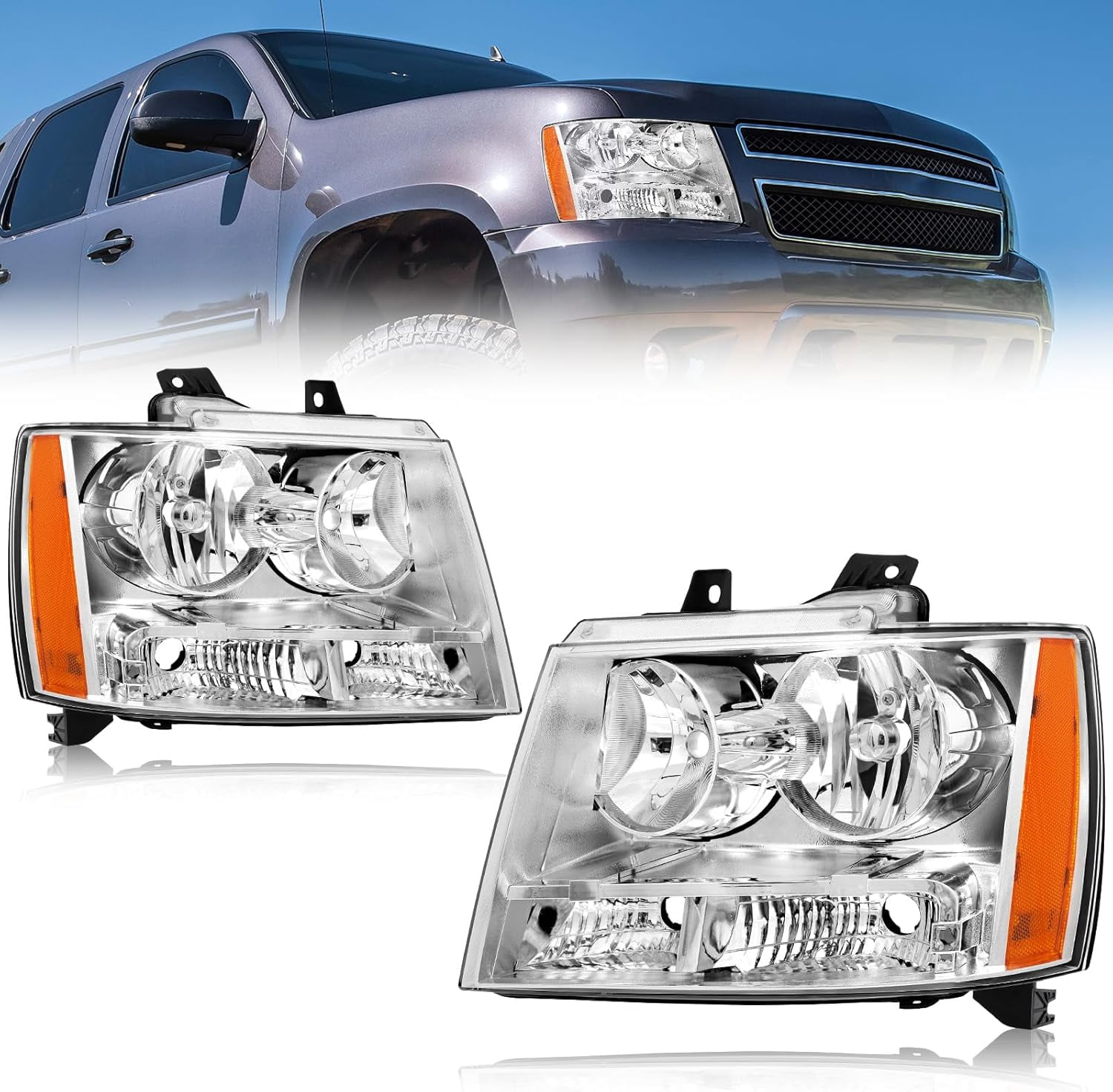Headlight Assembly Fit For 07-13 Chevy Tahoe/Suburban/Avalanche 07 08 ...