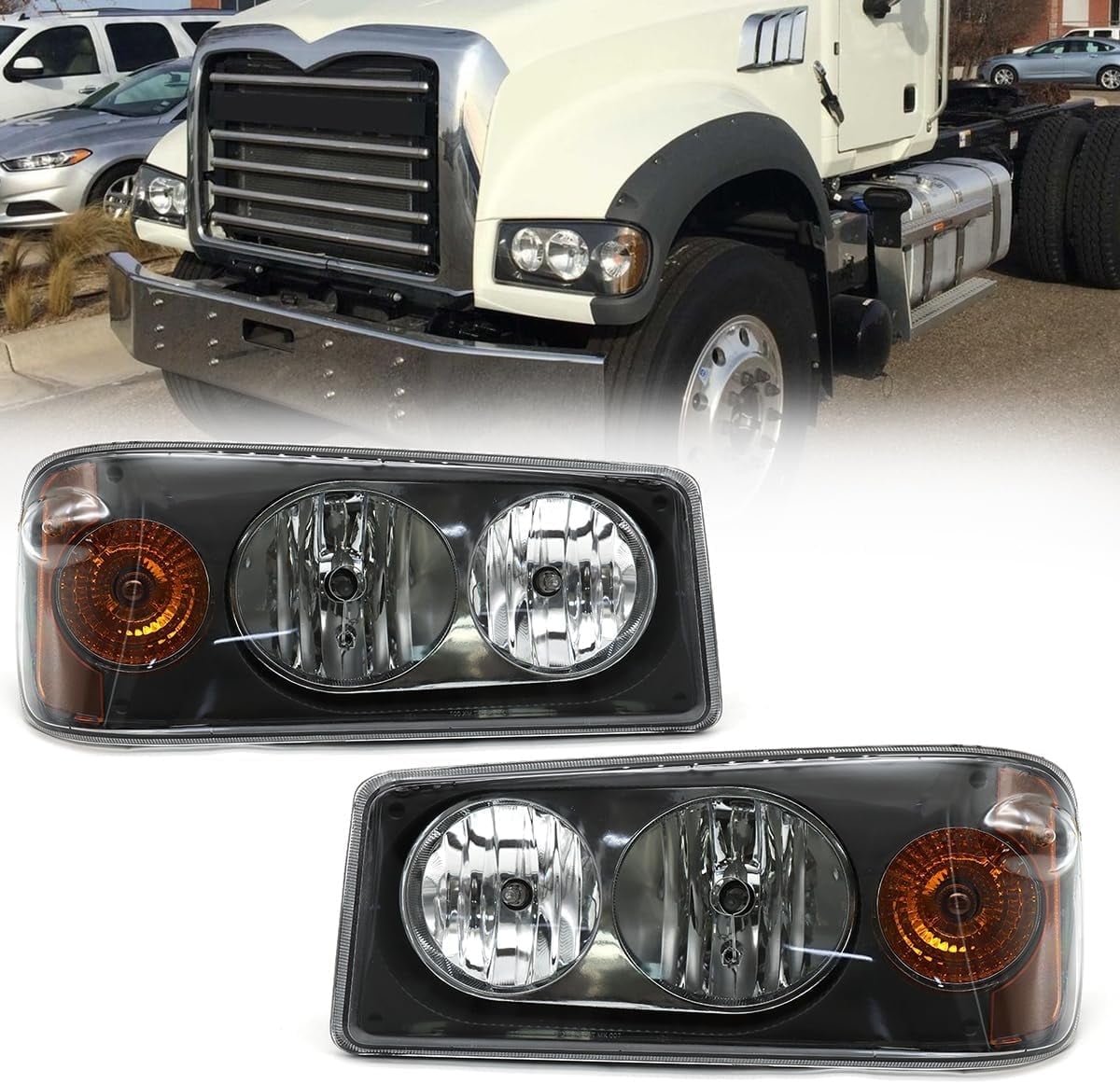 Headlight Assembly Fit for Mack Granite GU713, A Pair of Headlight ...