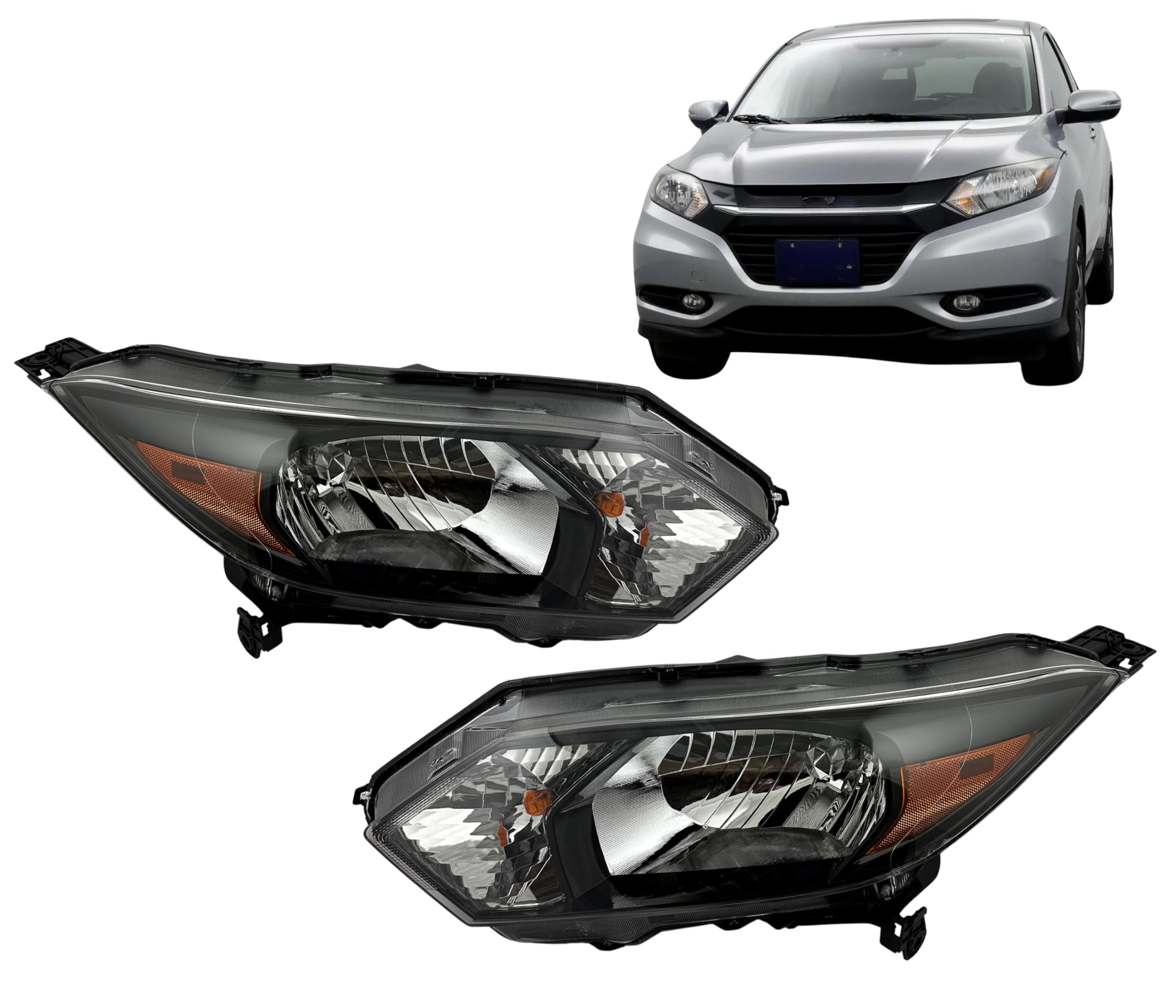 Headlight Assembly Pair Compatible With Honda HR-V 2016-2018 LX, EX, EX ...