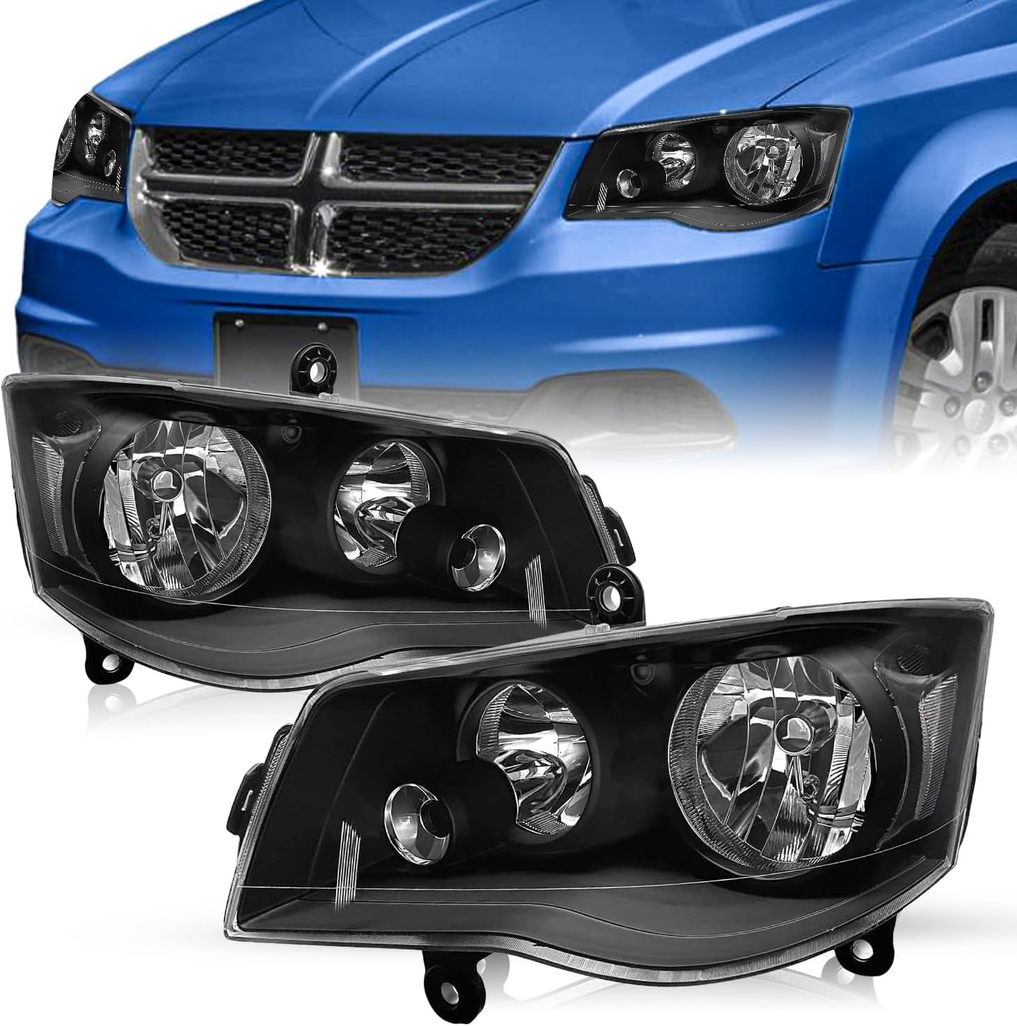 Headlight Assembly Set for 2008-2016 Chrysler Town & Country / 2011 ...