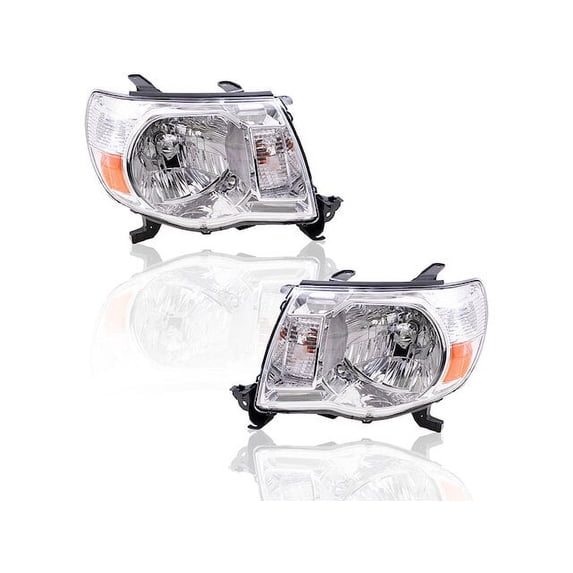 Toyota Tacoma 2005-2011 Headlight Assembly Set with Bright Chrome Bezel ...