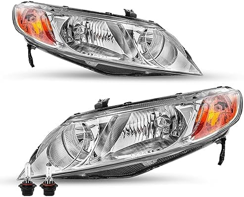 Headlight Assembly Set Compatible with 2006-2011 Honda Civic Sedan 4 ...