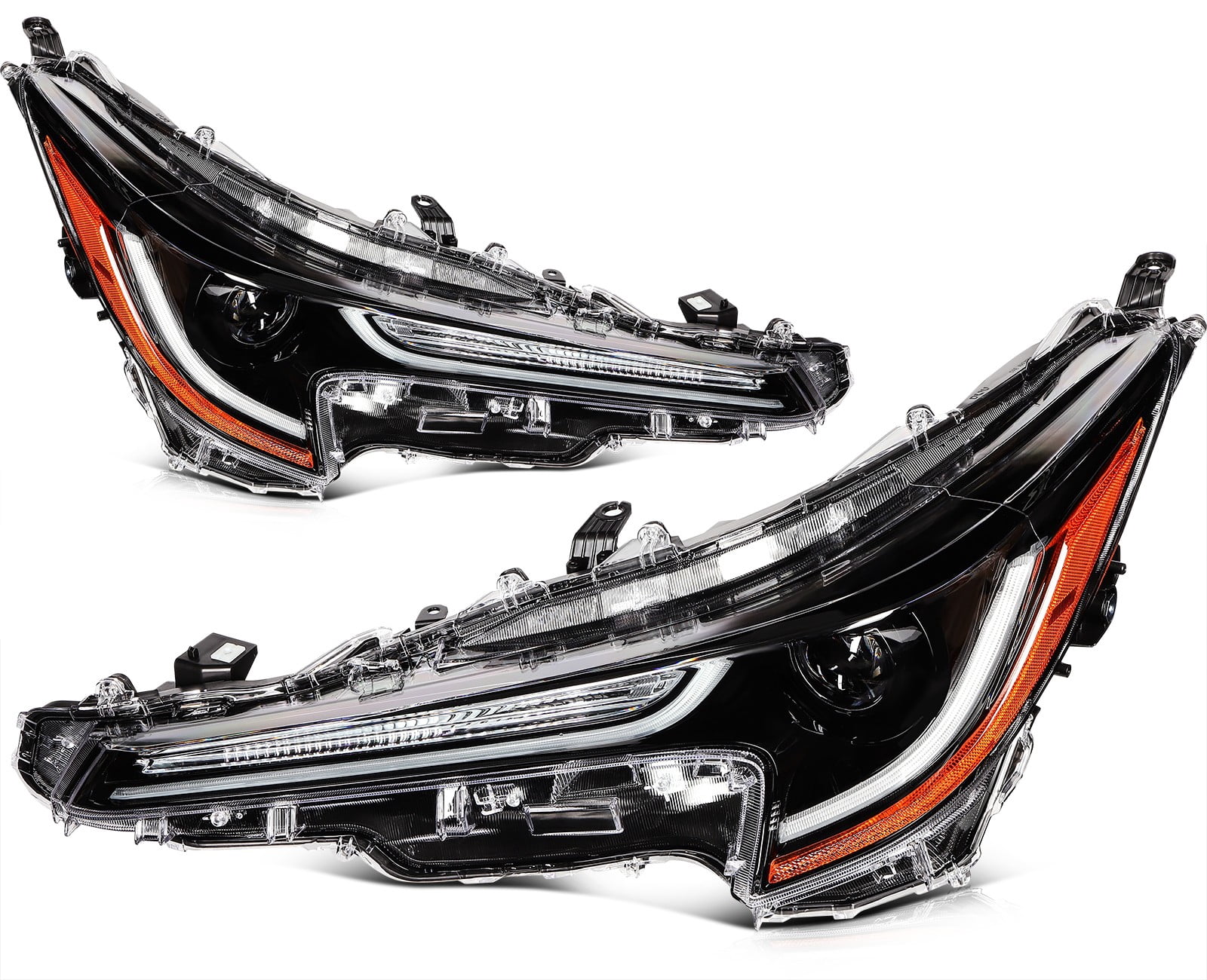 Headlight Assembly Set For Toyota for Corolla L LE 20-22 Black Housing ...