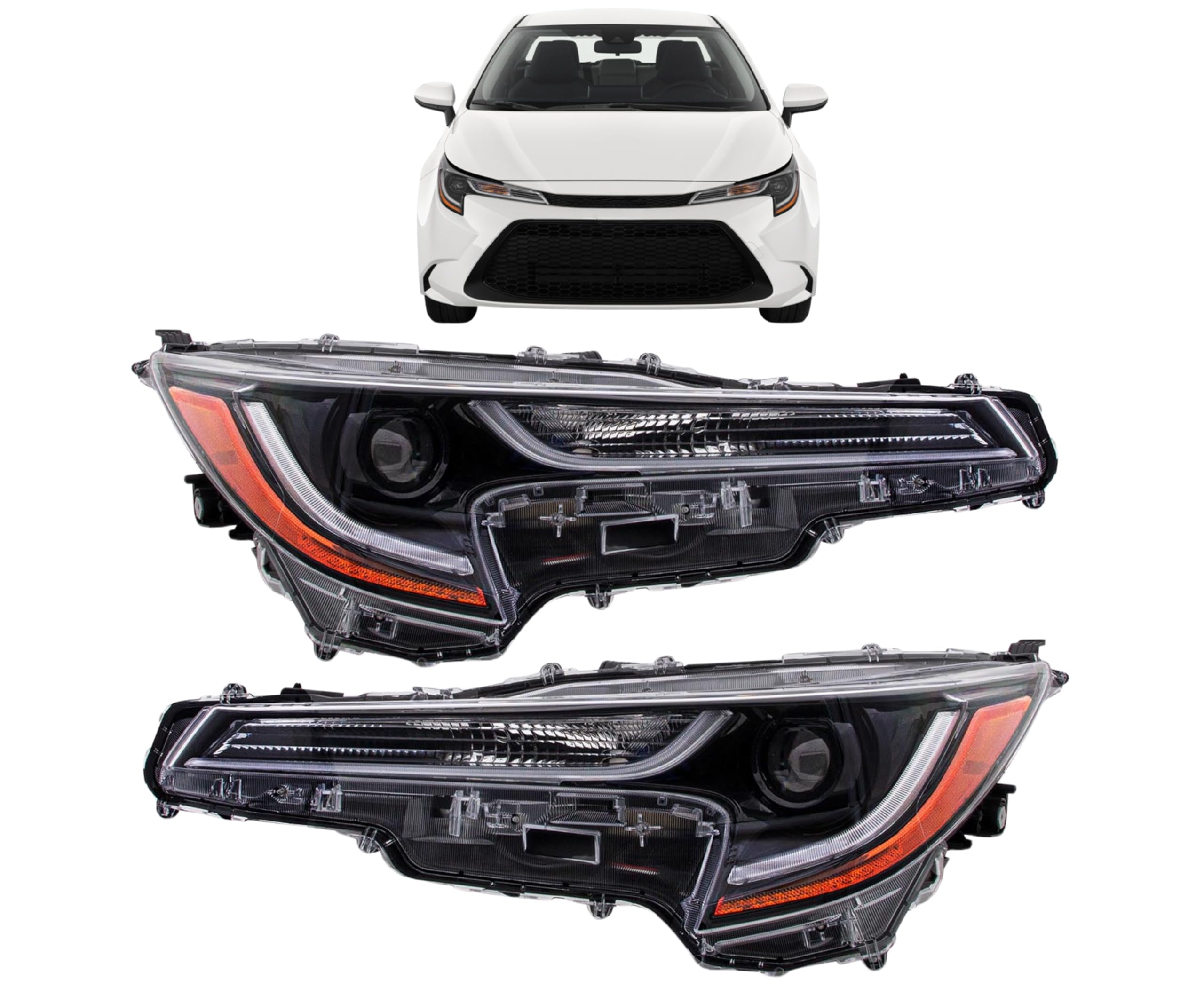 Headlight Assembly Set Replacement For Toyota Corolla 2020 2021 L/LE ...